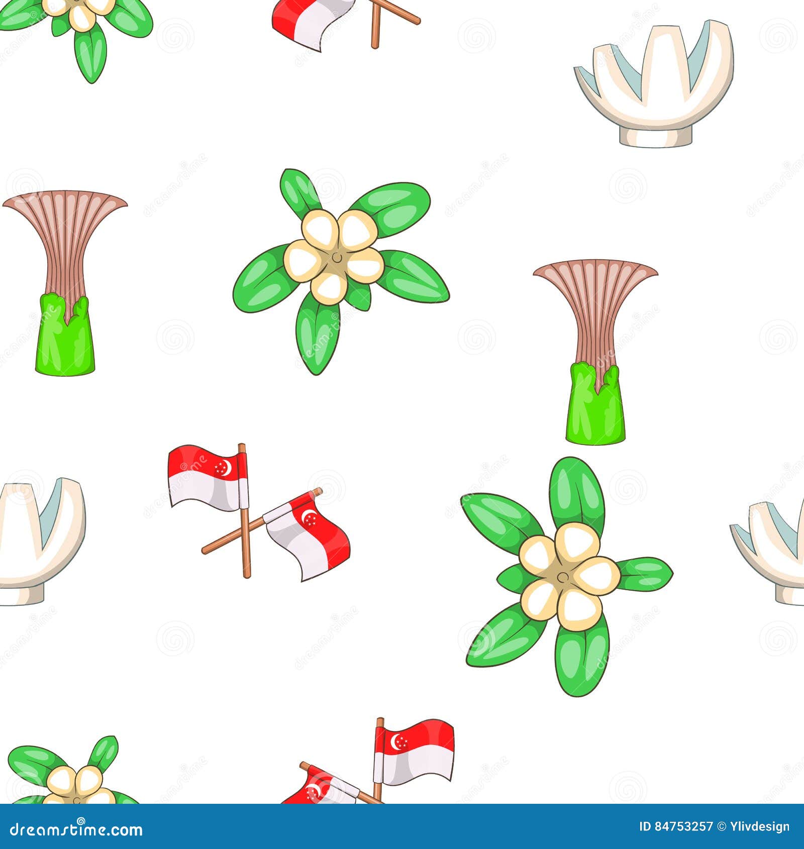 Singapore Pattern, Cartoon Style Stock Vector - Illustration of design ...