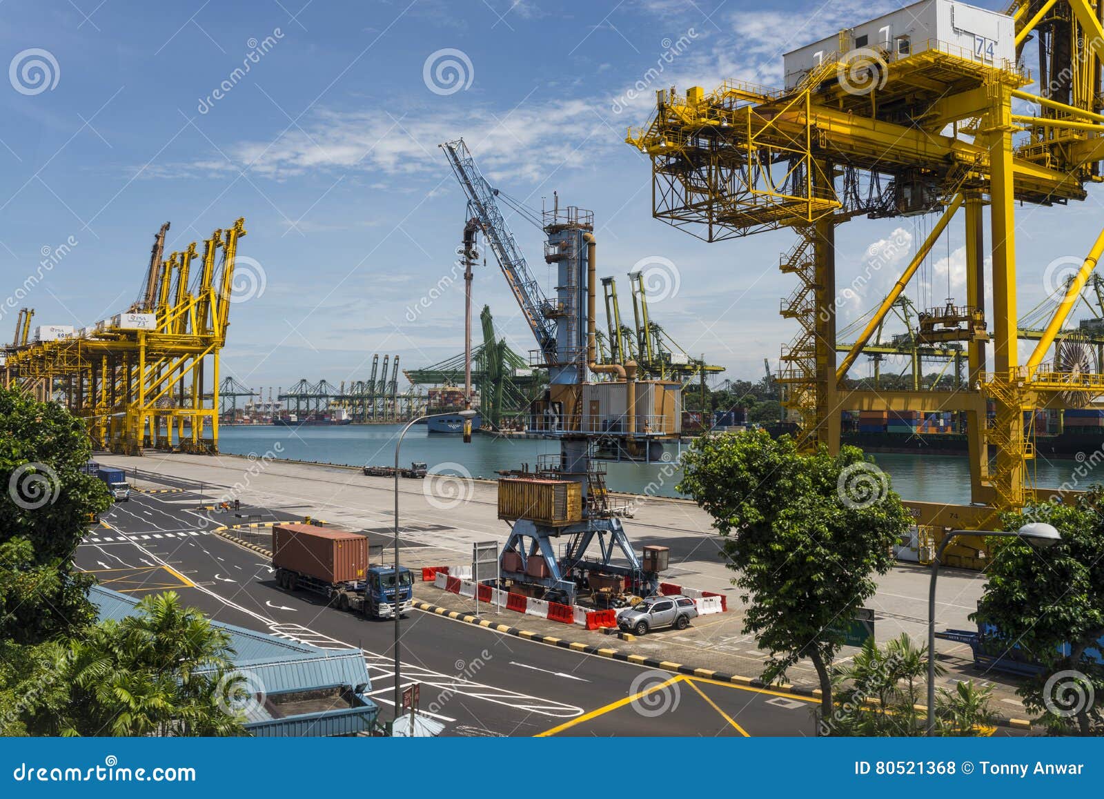 Singapore Port From Sentosa Island Editorial Image | CartoonDealer.com ...