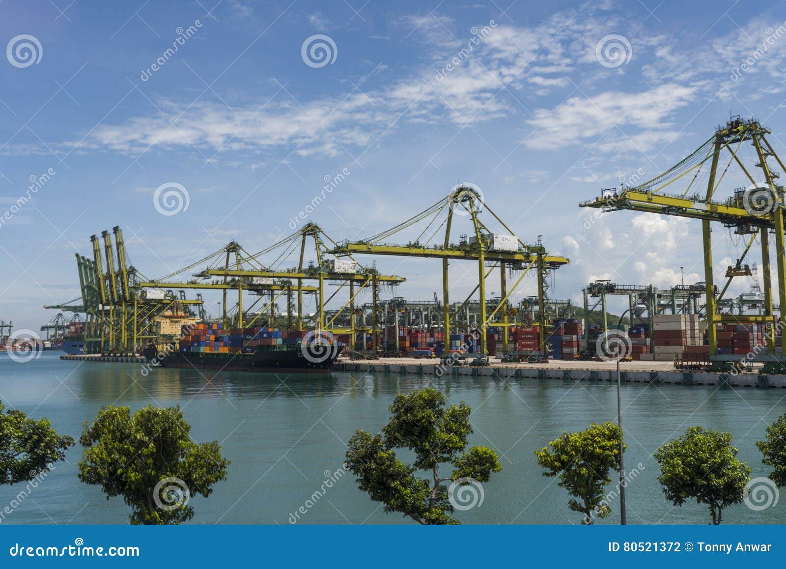 Singapore Port From Sentosa Island Editorial Image | CartoonDealer.com ...