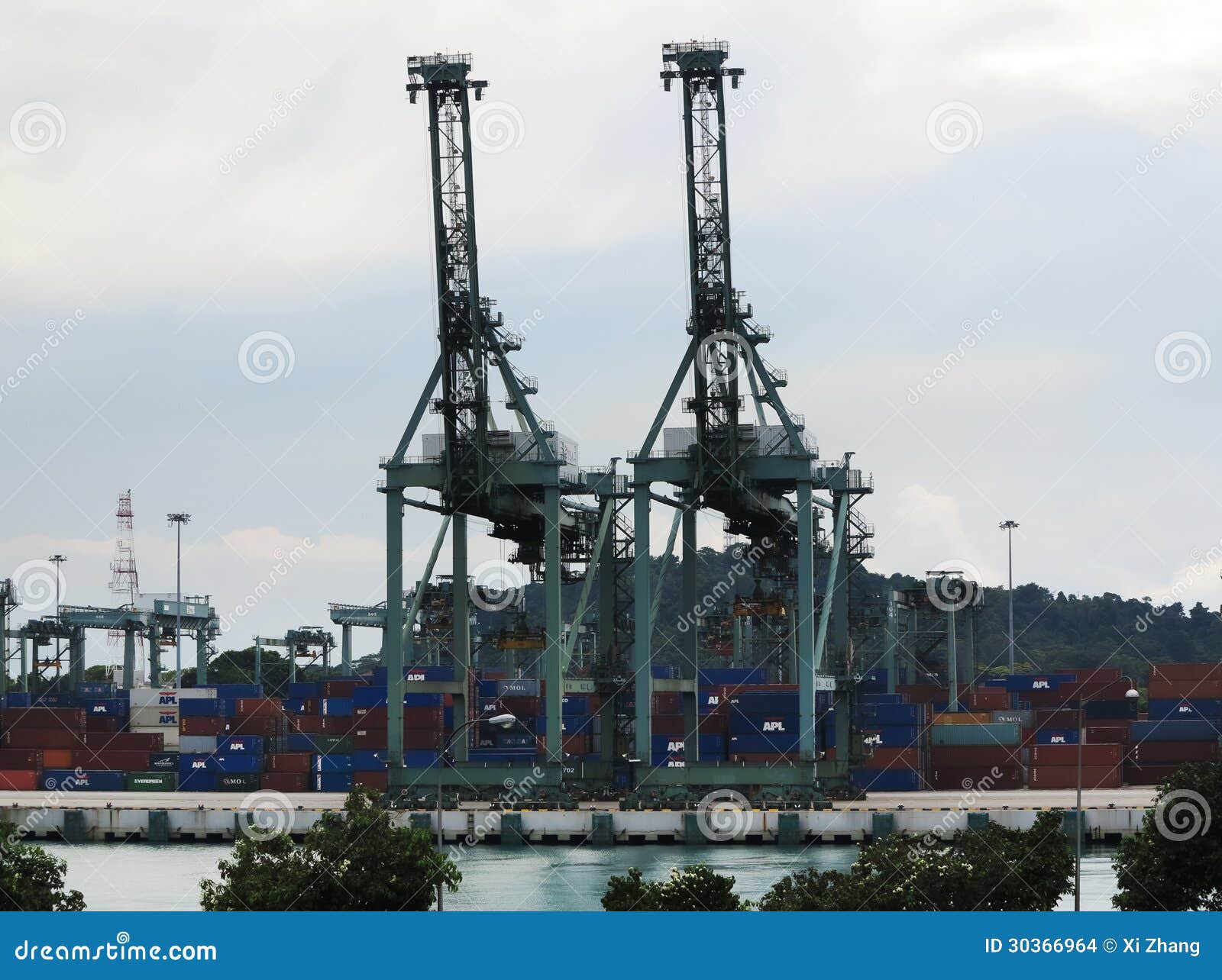 Singapore Port From Sentosa Island Editorial Image | CartoonDealer.com ...