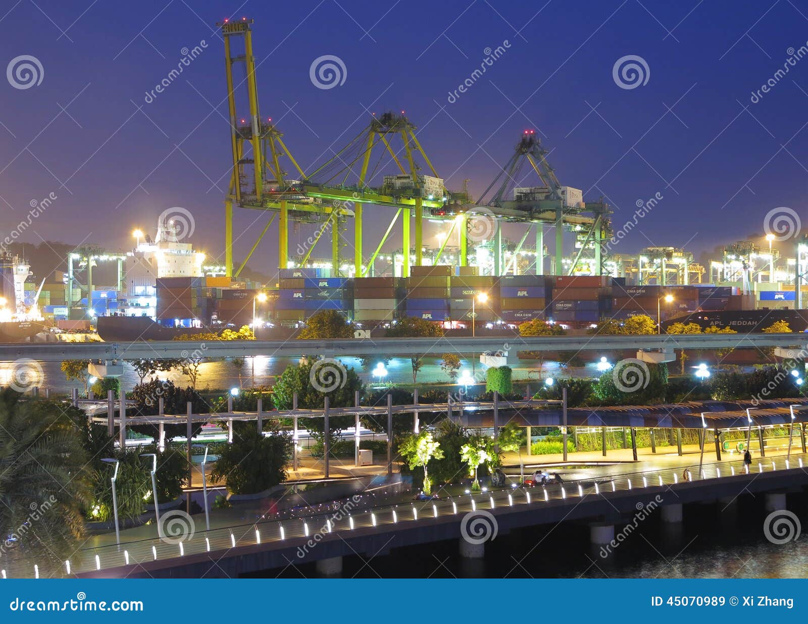 Singapore Port From Sentosa Island Editorial Image | CartoonDealer.com ...