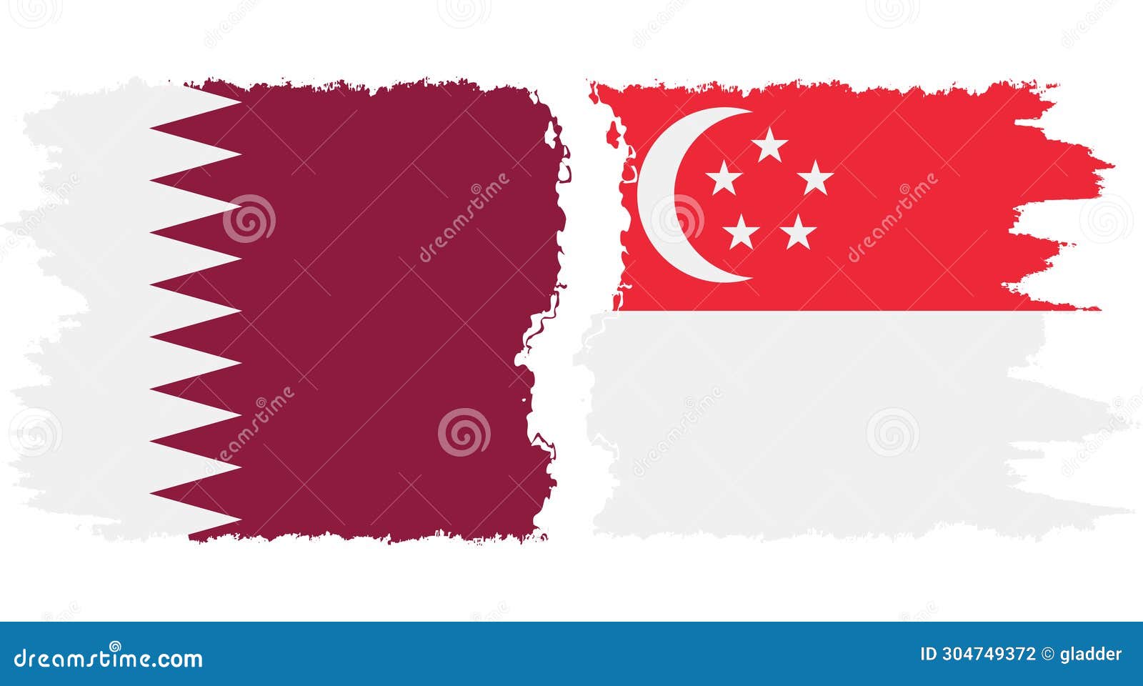 Singapore and Qatar Grunge Flags Connection Vector Stock Illustration ...