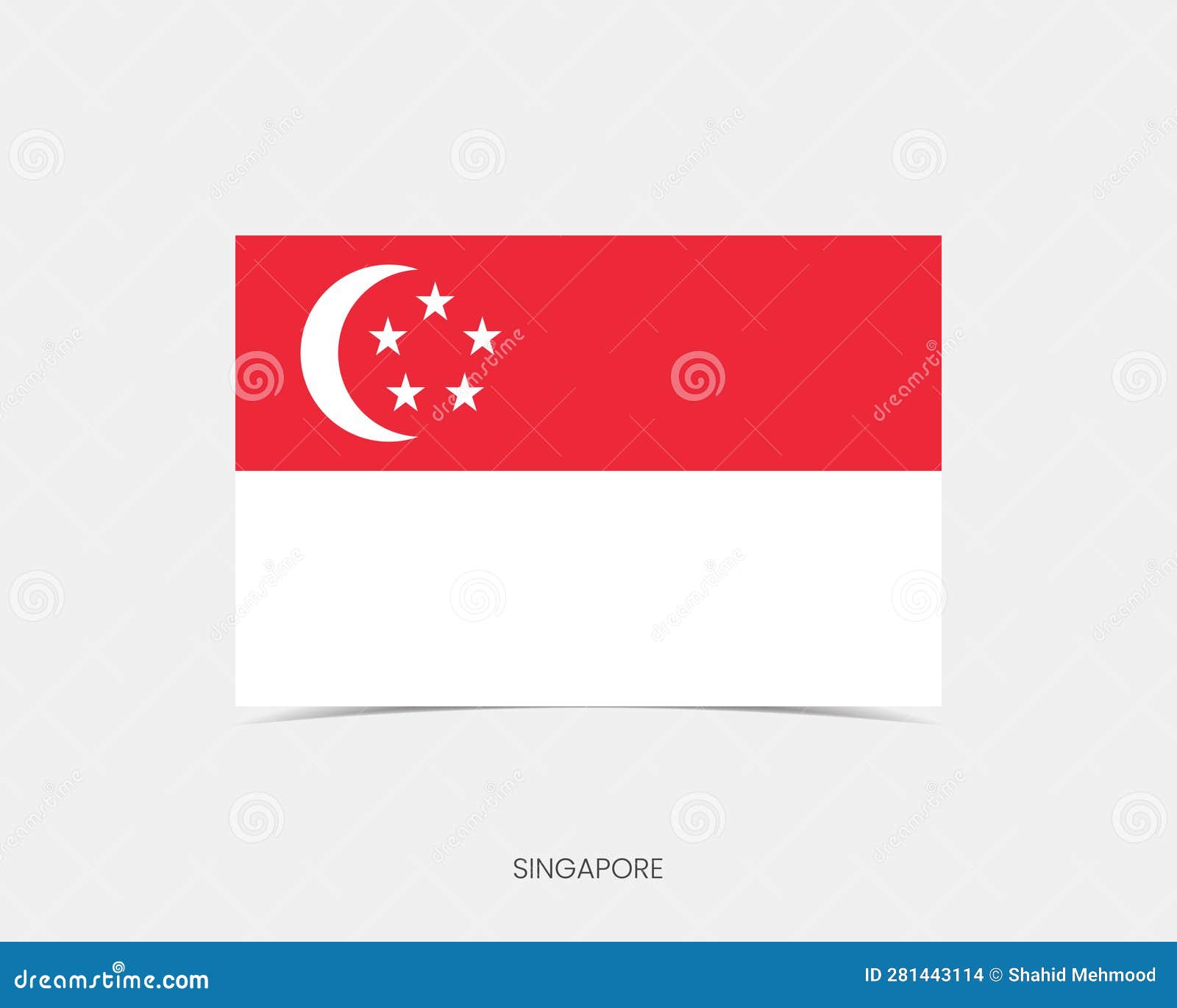 Singapore Rectangle Flag Icon with Shadow Stock Vector - Illustration ...