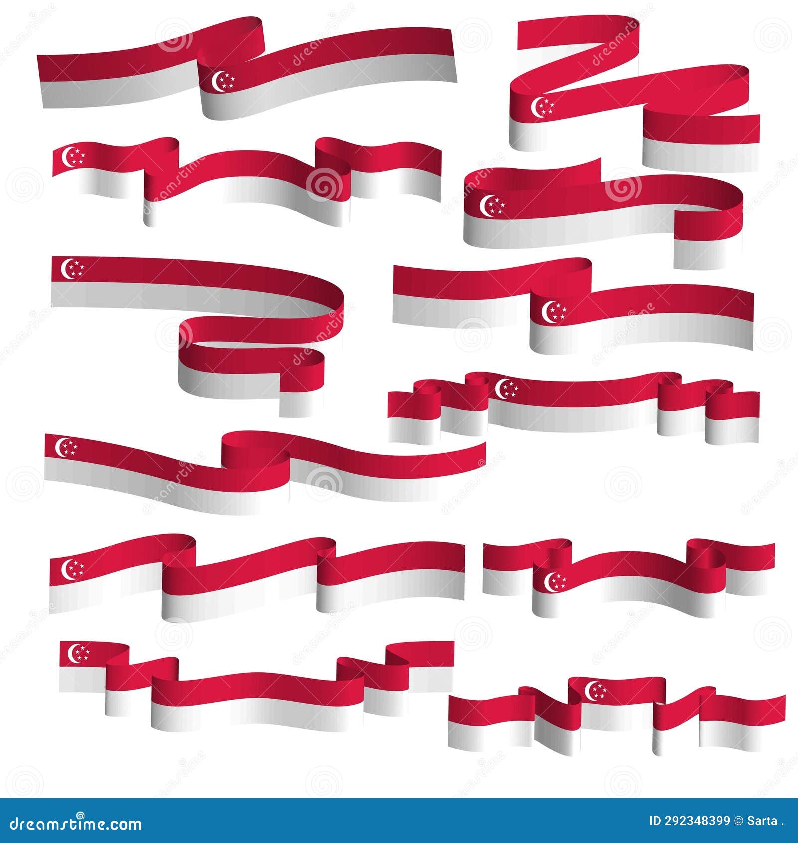 Singapore Ribbon Flag Vector Element Stock Illustration - Illustration ...