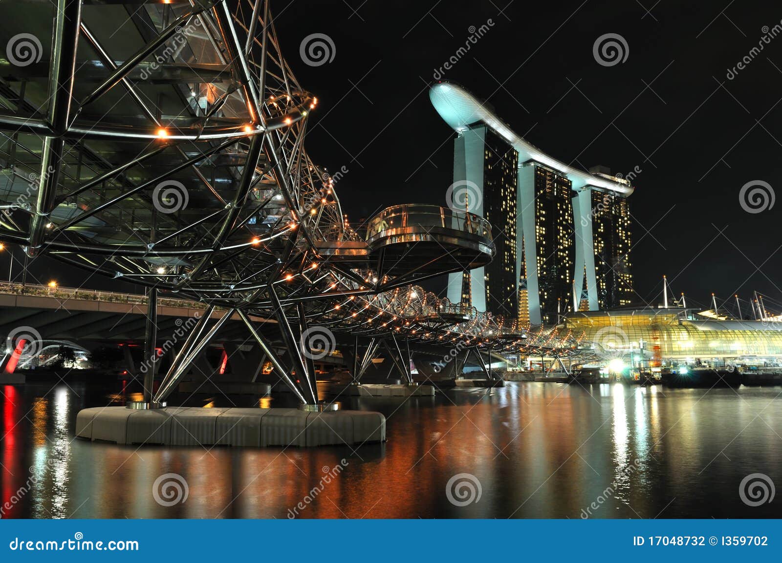 Singapore River and Helix Bridge Editorial Photography - Image of ...