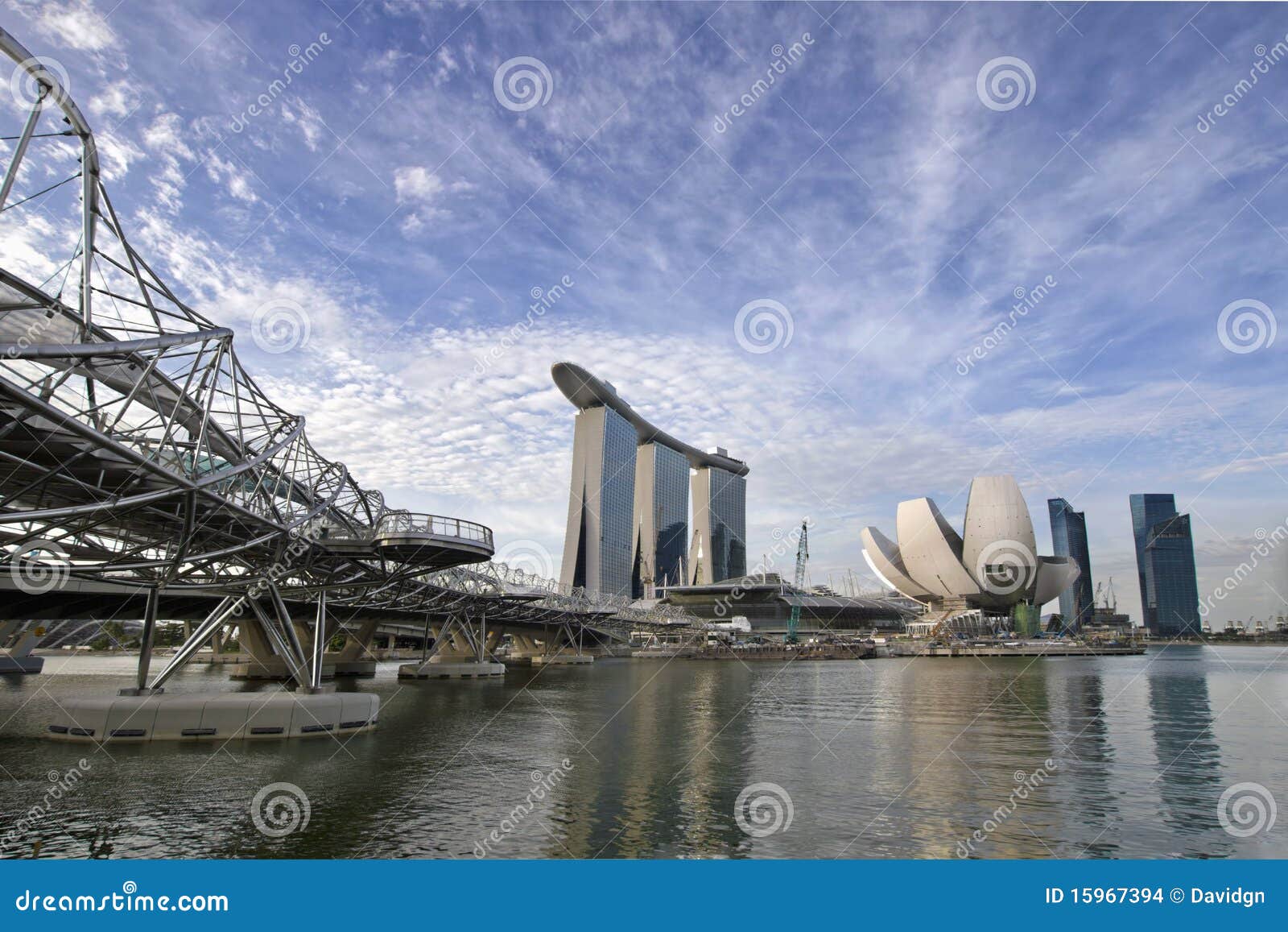 The Helix Bridge & Marina Bay Sands Editorial Image | CartoonDealer.com ...