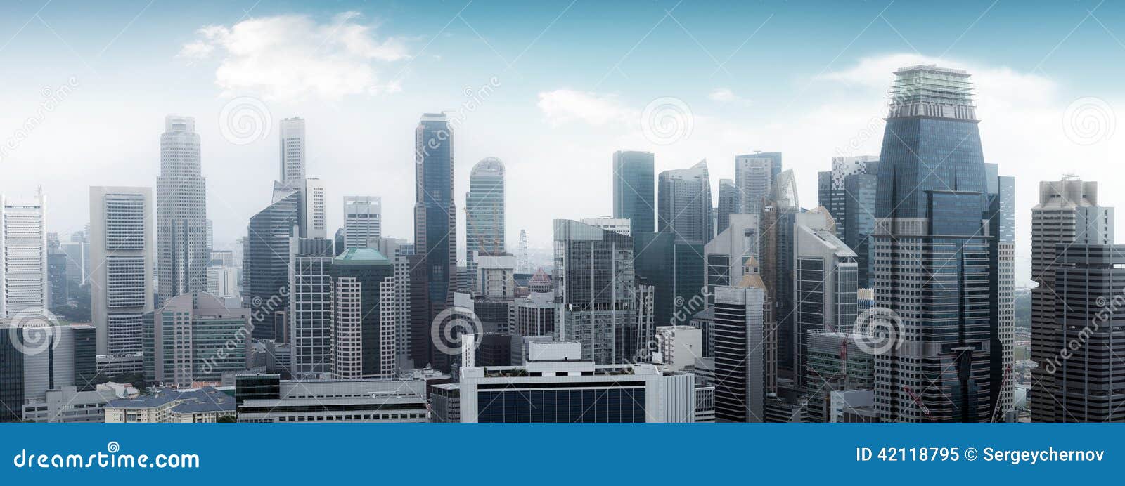 Singapore Skyline Panoramic View. High Skyscrapers Stock Image - Image ...