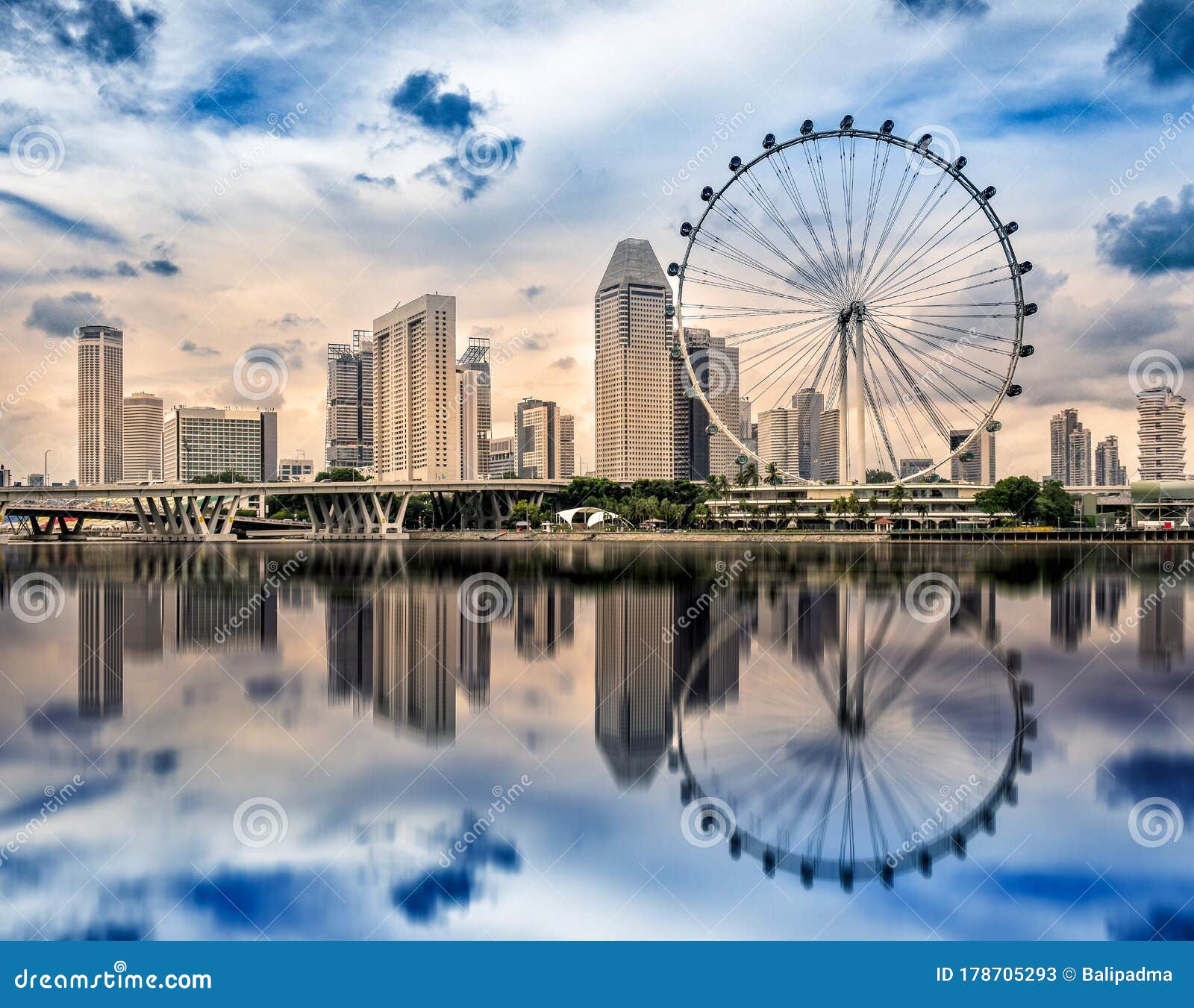Singapore Skyline with Reflections in the Water Stock Image - Image of ...