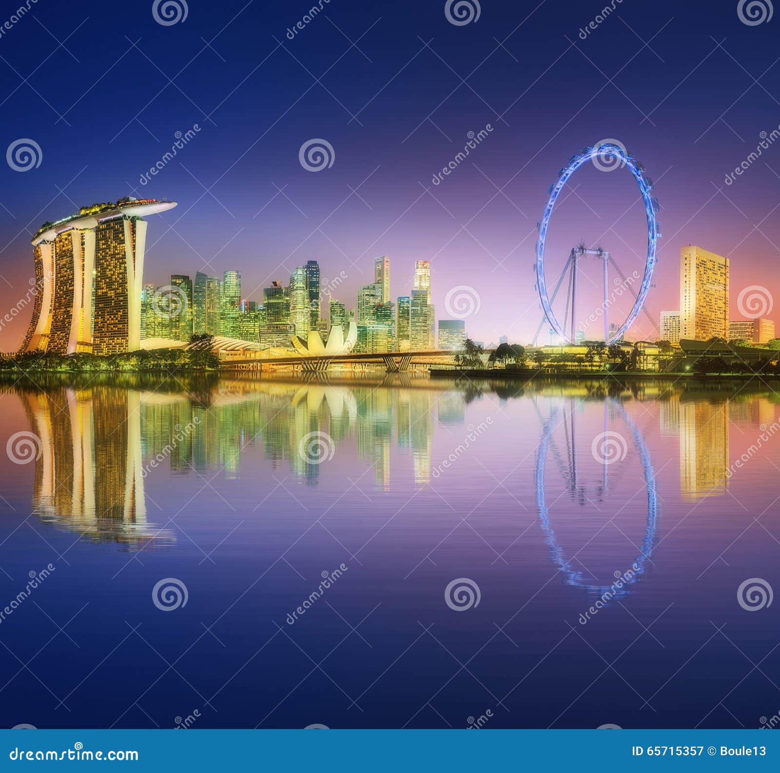 Singapore Skyline and View of Marina Bay Stock Image - Image of famous ...
