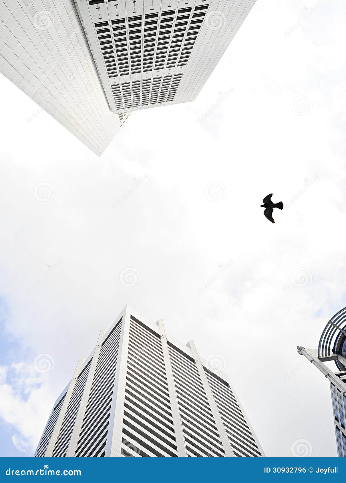 Singapore skyscrapers stock photo. Image of flying, bird - 30932796