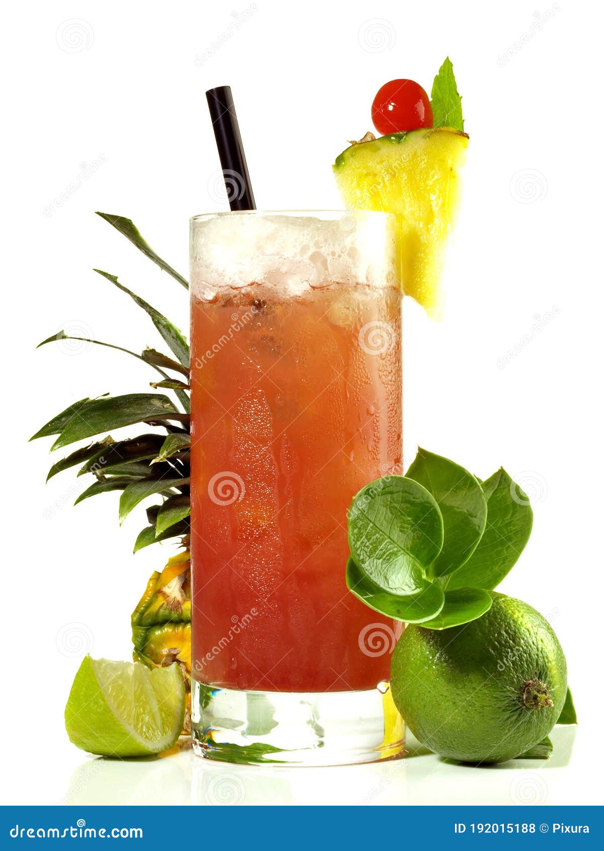 Singapore Sling Cocktail Isolated on White Background Stock Photo ...