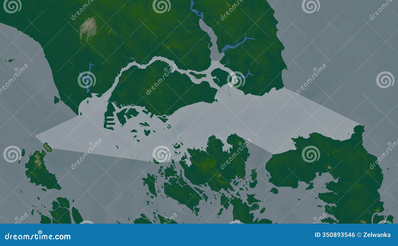 Singapore Strait Highlighted. Physical Map Stock Illustration - Illustration of elevation, zoom ...