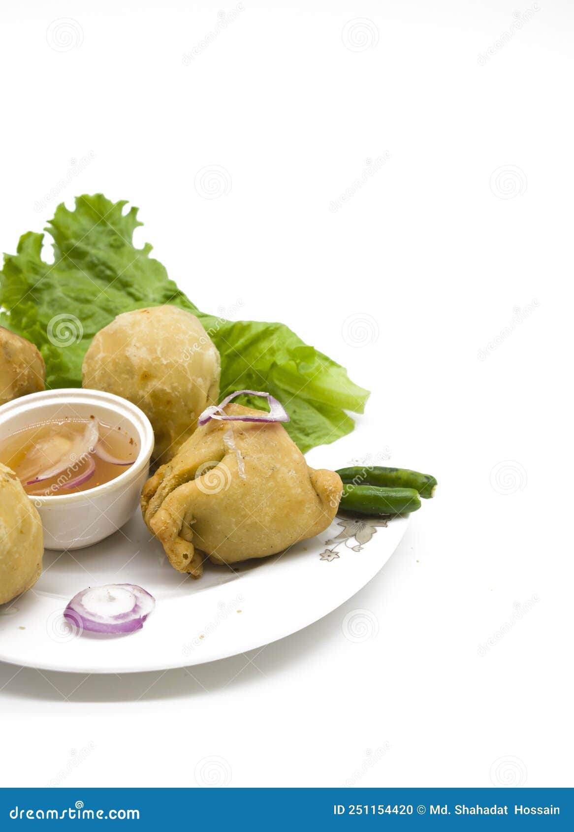 Singara Over on White Background Stock Photo - Image of chutney, plate ...