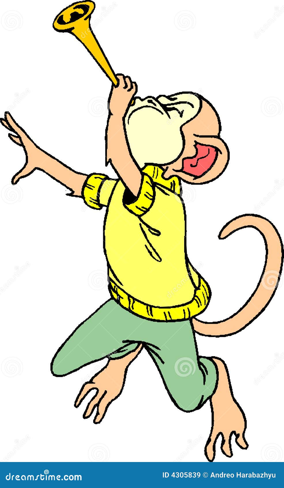 Singe Pour Jouer La Trompette Image. Image: 4305839