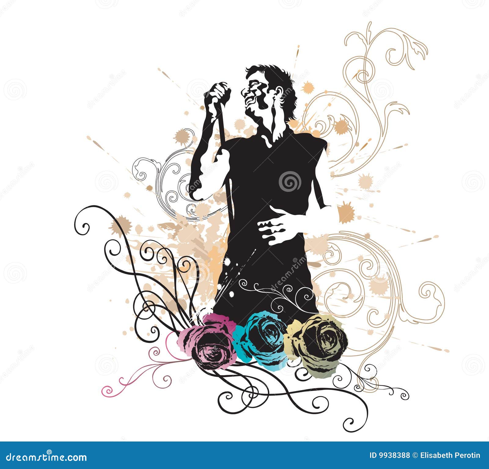 Singer stock vector. Illustration of artistic, flowers - 9938388