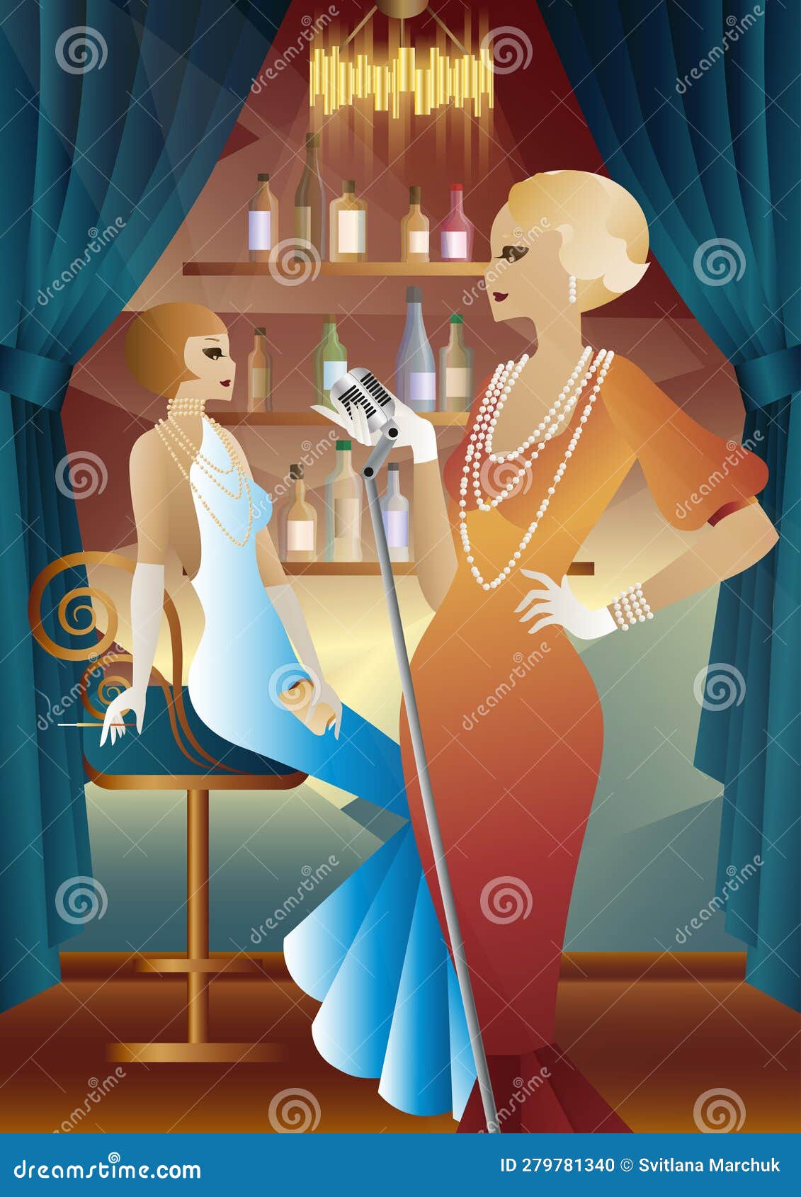 Singer. Background of the Bar Shelf with Alcohol Stock Vector ...