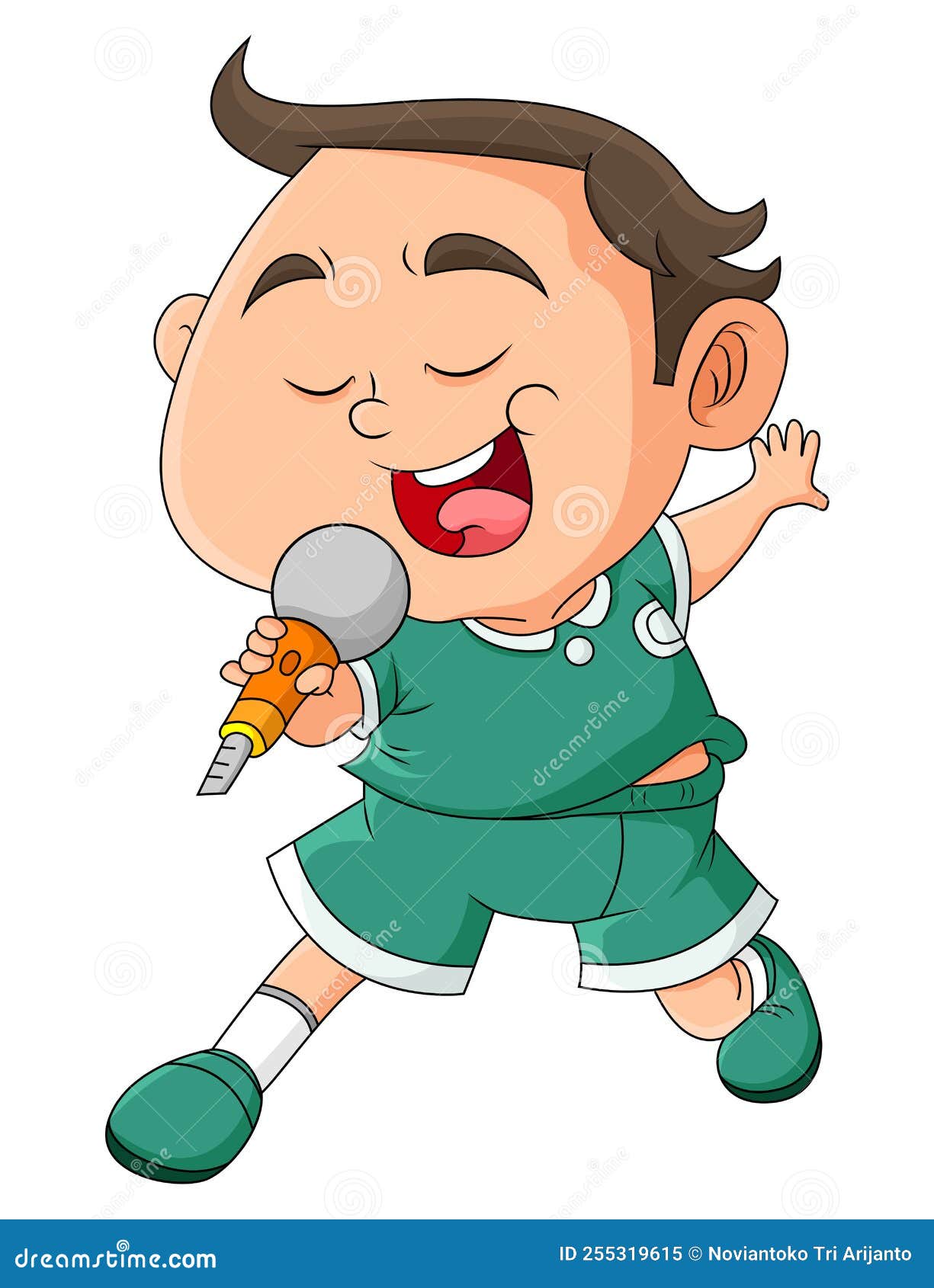 The Singer Boy is Singing the Song with the Big Mic Stock Vector ...