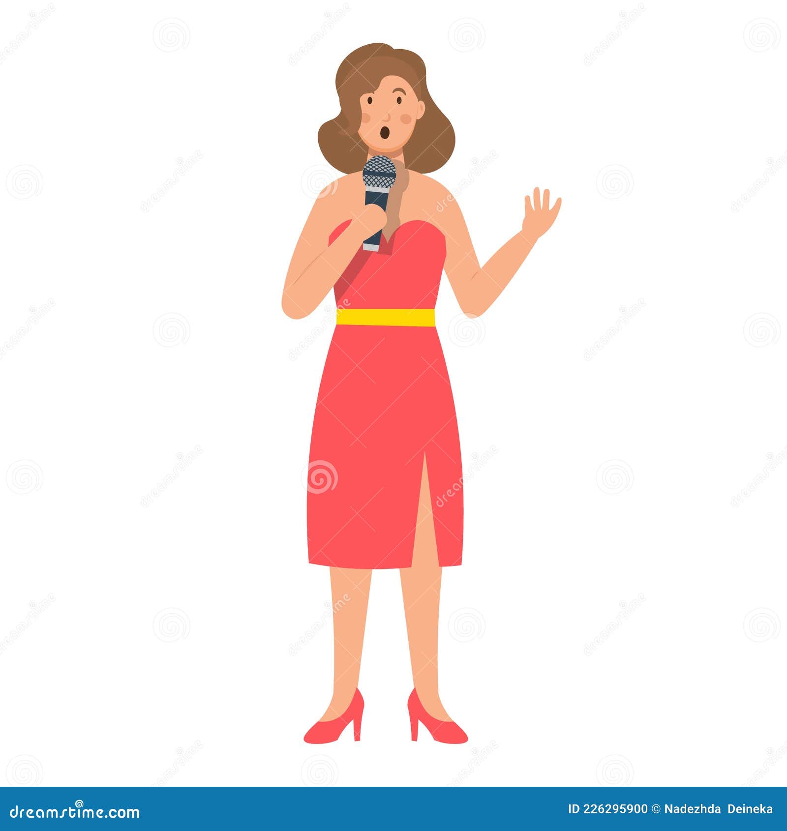 Cartoon Singer with a Microphone, Character for Children. Flat Vector ...