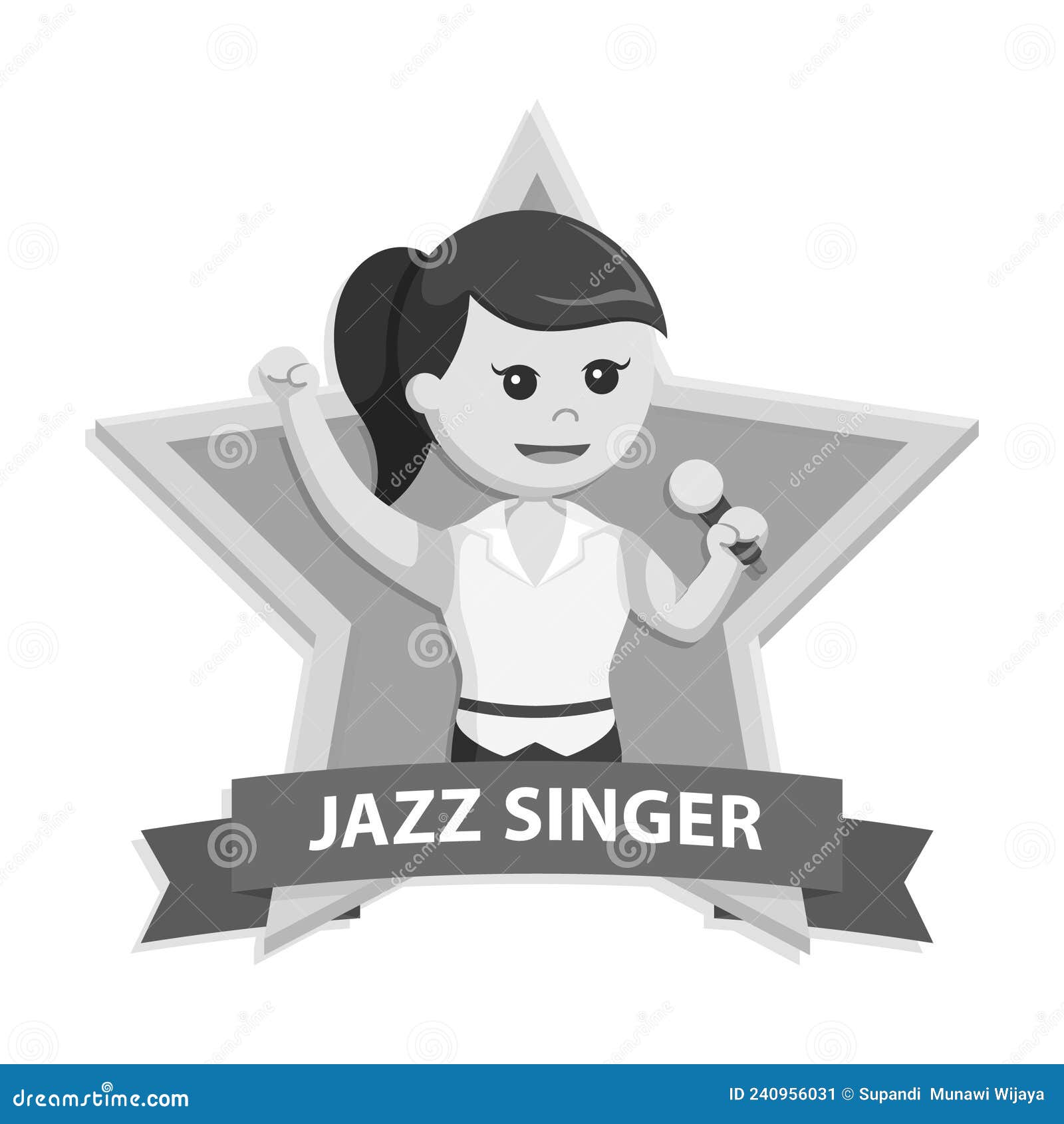 Singer Character Profession Design Vector Black and White Stock Vector ...