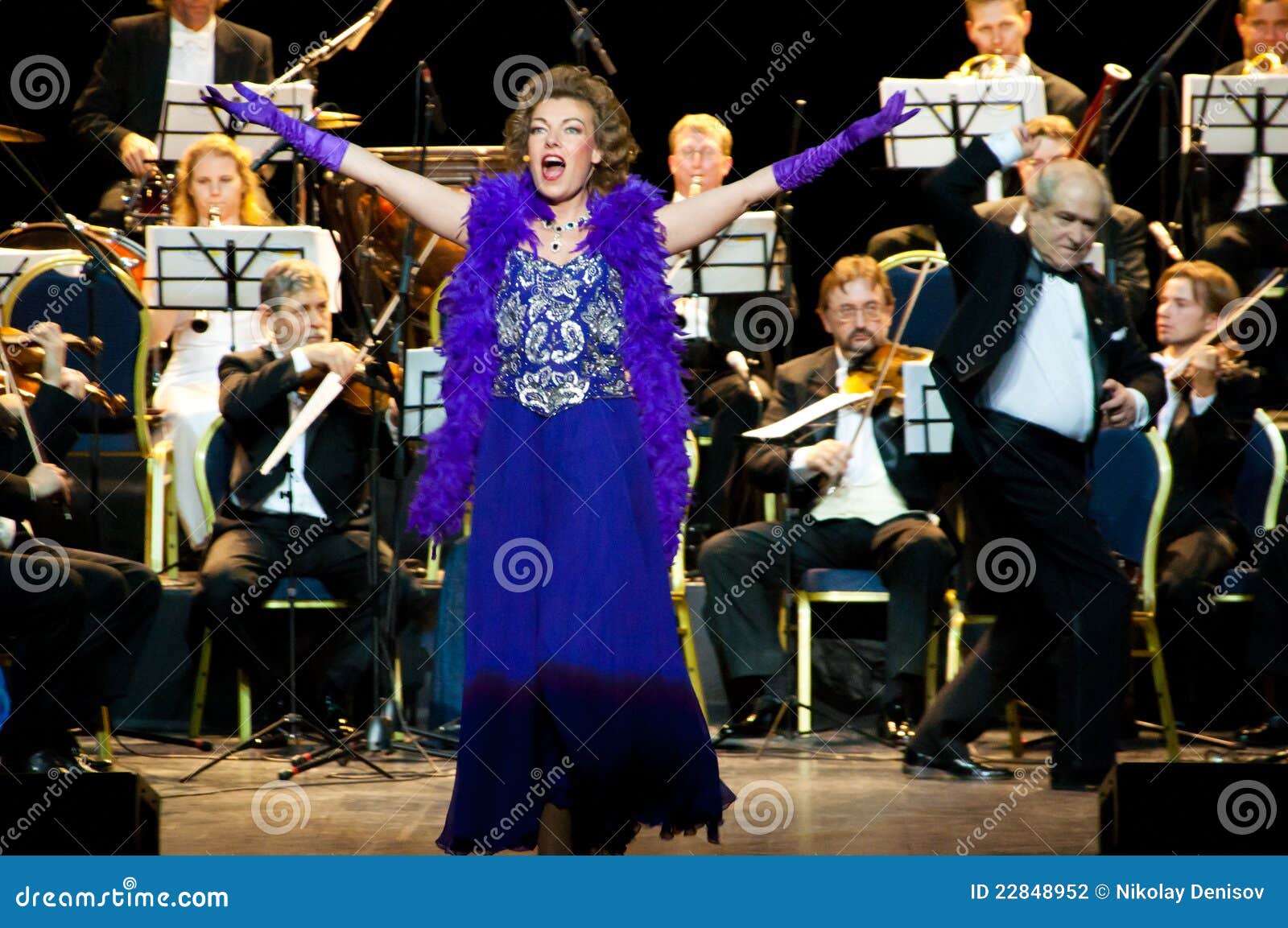 Singer, Conductor and Orchestra Editorial Photography - Image of ...