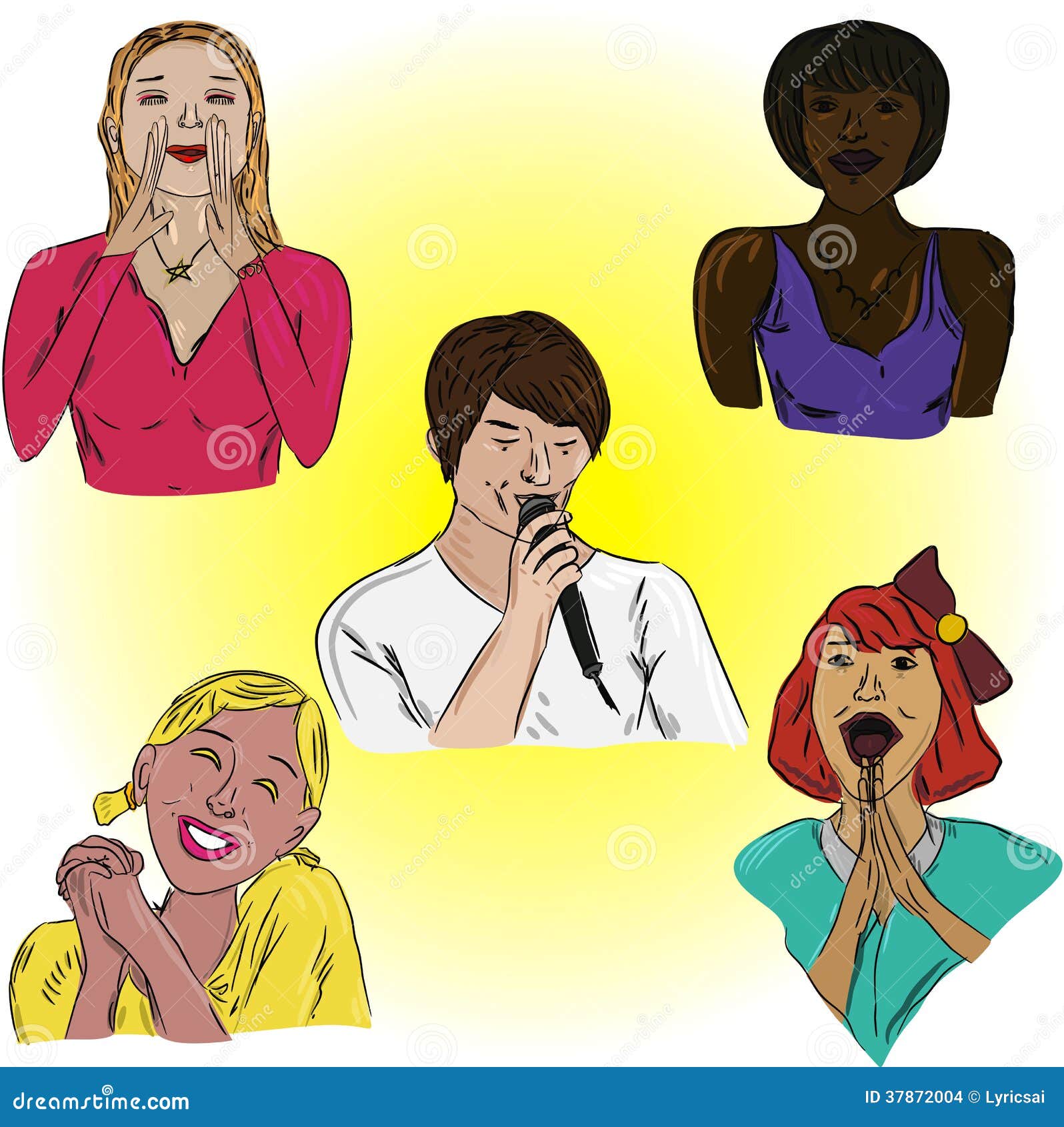 Singer and the Crowd of Fans. Stock Vector - Illustration of adore ...