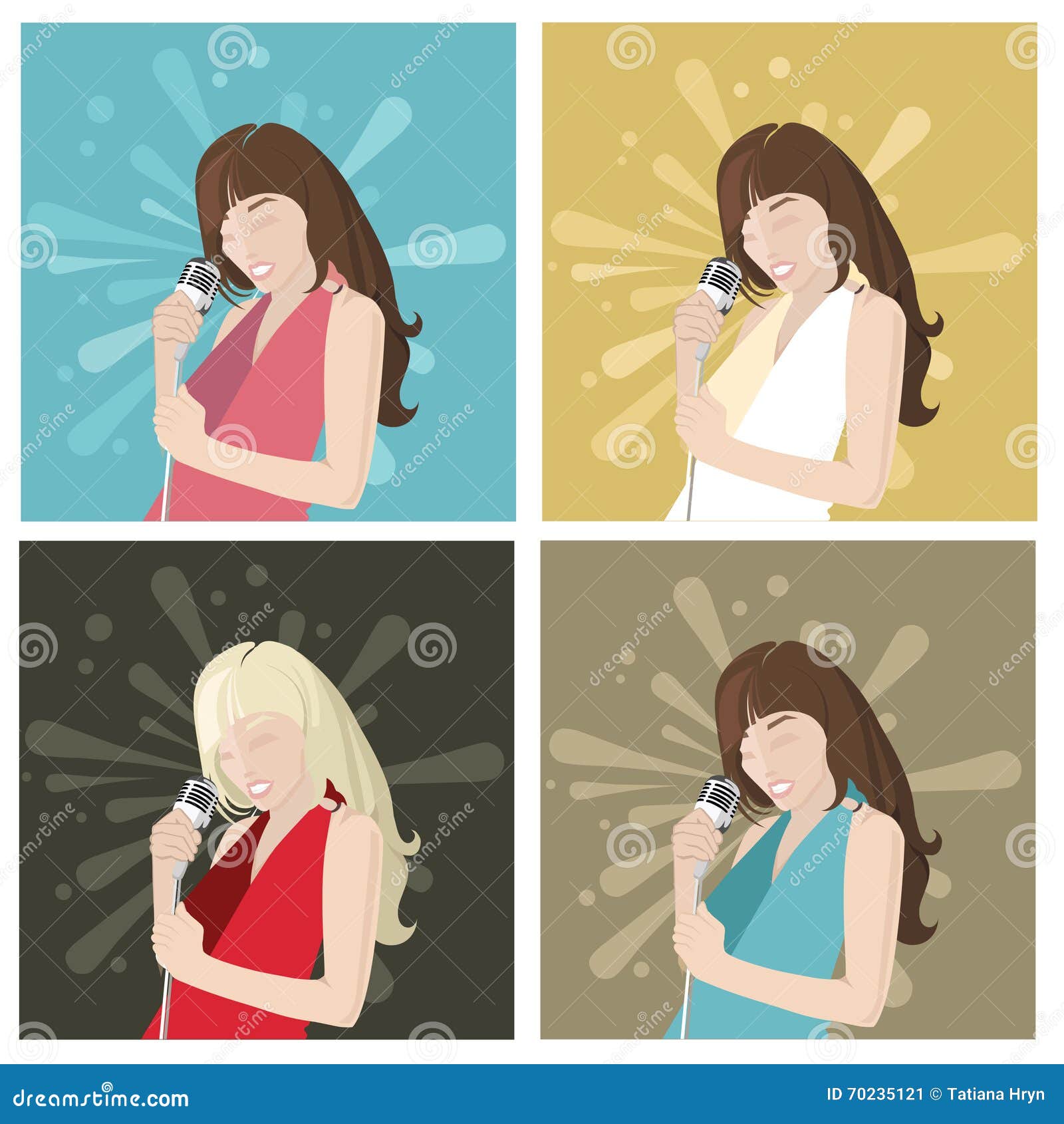 Singer Girl Cartoon Occupation Vector Illustration Image ...