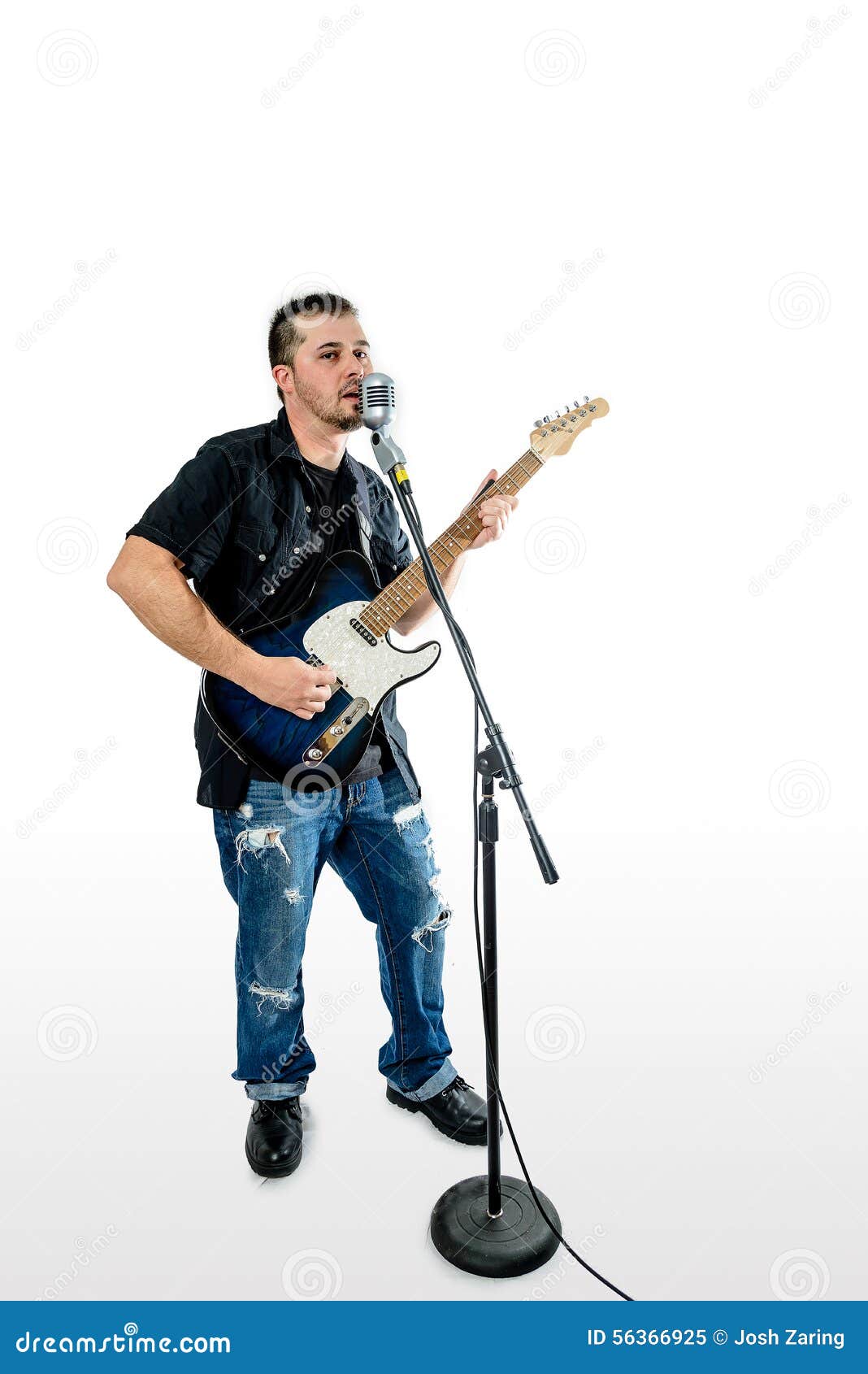 Singer Guitarist on White Angled Stock Image - Image of acoustic ...