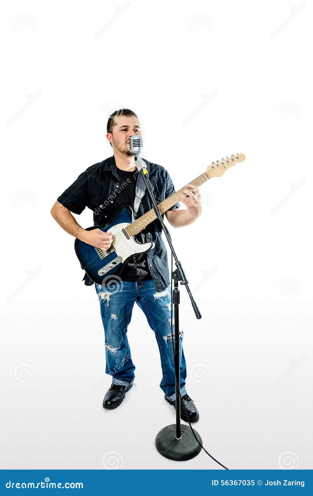 Singer Guitarist on White Lean Back Stock Image - Image of entertainer ...