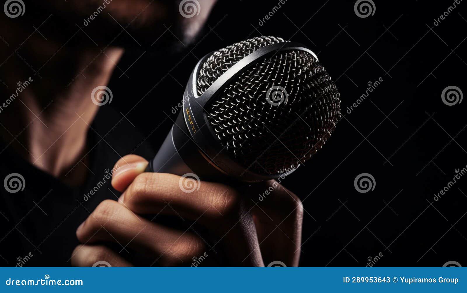 The Singer Hand Holds the Microphone, Captivating the Audience ...