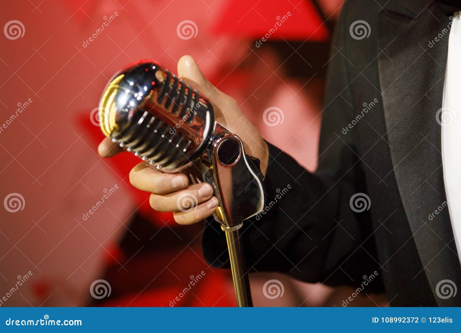 Singer Holding Classic Microphone Stock Photo - Image of performer ...