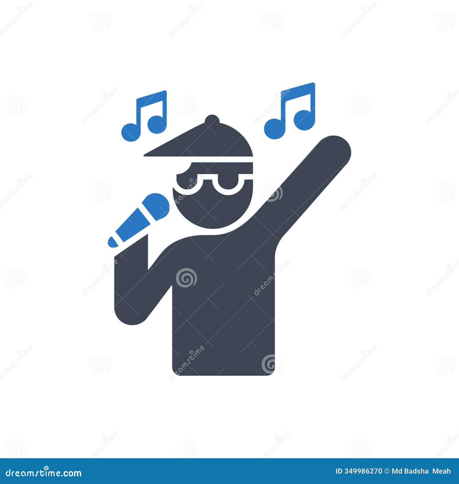 Singer Holding Microphone Icon Stock Illustration - Illustration of ...
