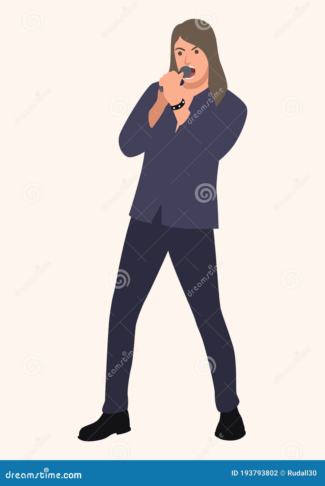 Singer Holding a Microphone Stock Vector - Illustration of sing ...