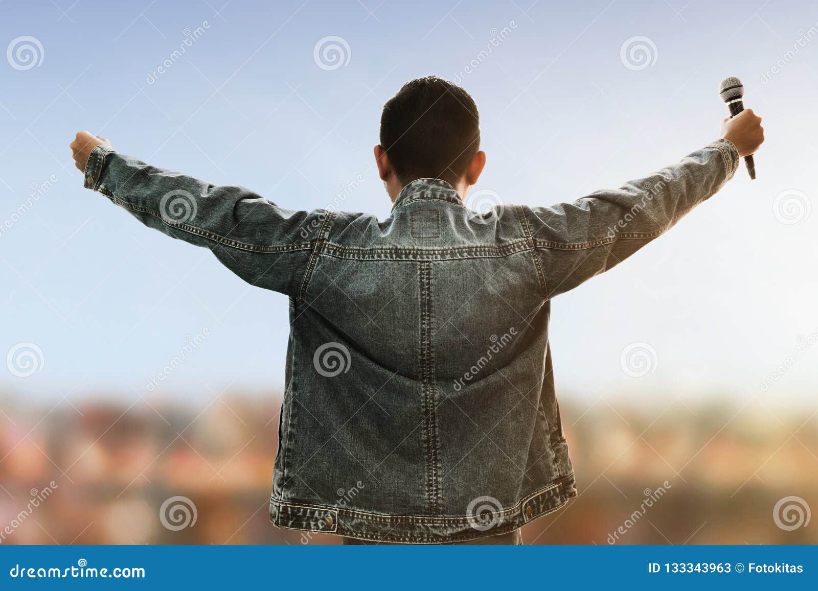 Singer Holding Microphone on the Stage Stock Image - Image of club ...