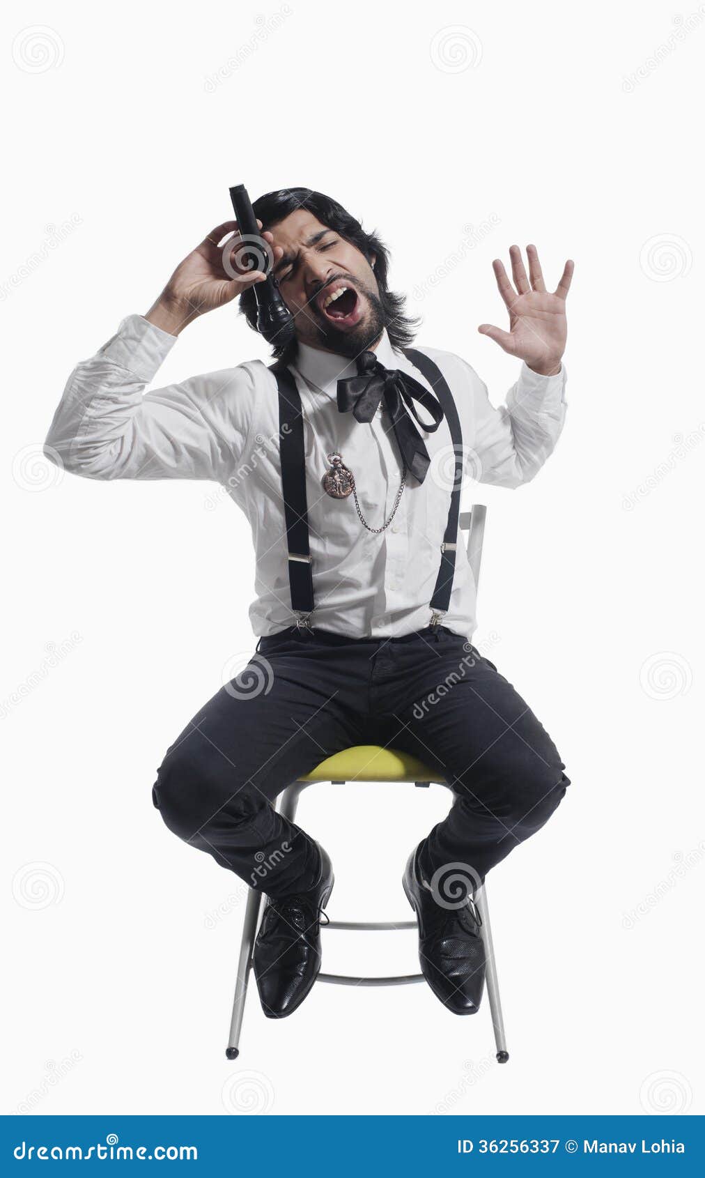 Singer Holding a Mike and Singing Stock Image - Image of noise ...