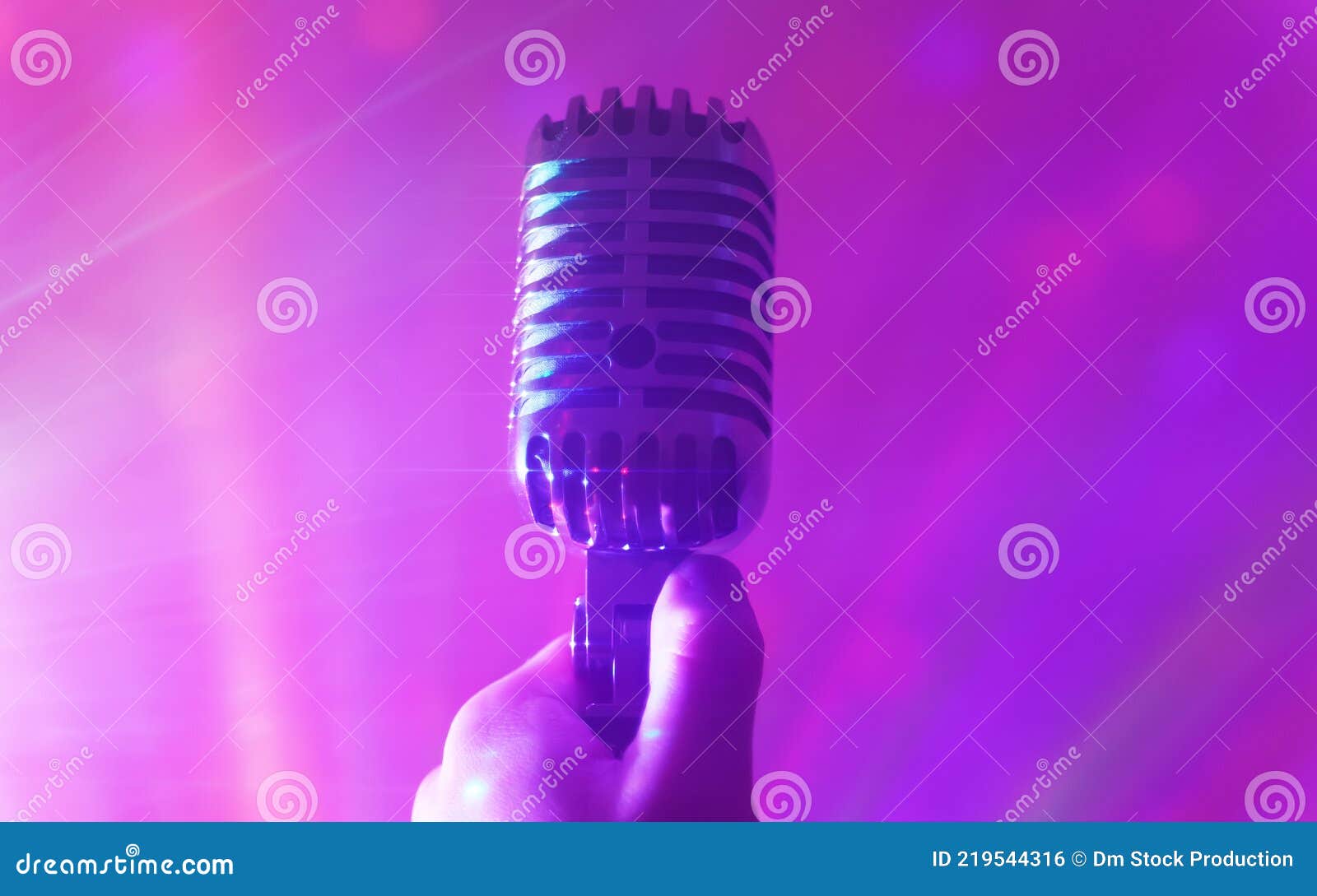 Singer Holding Retro Microphone. Stock Photo - Image of festival ...