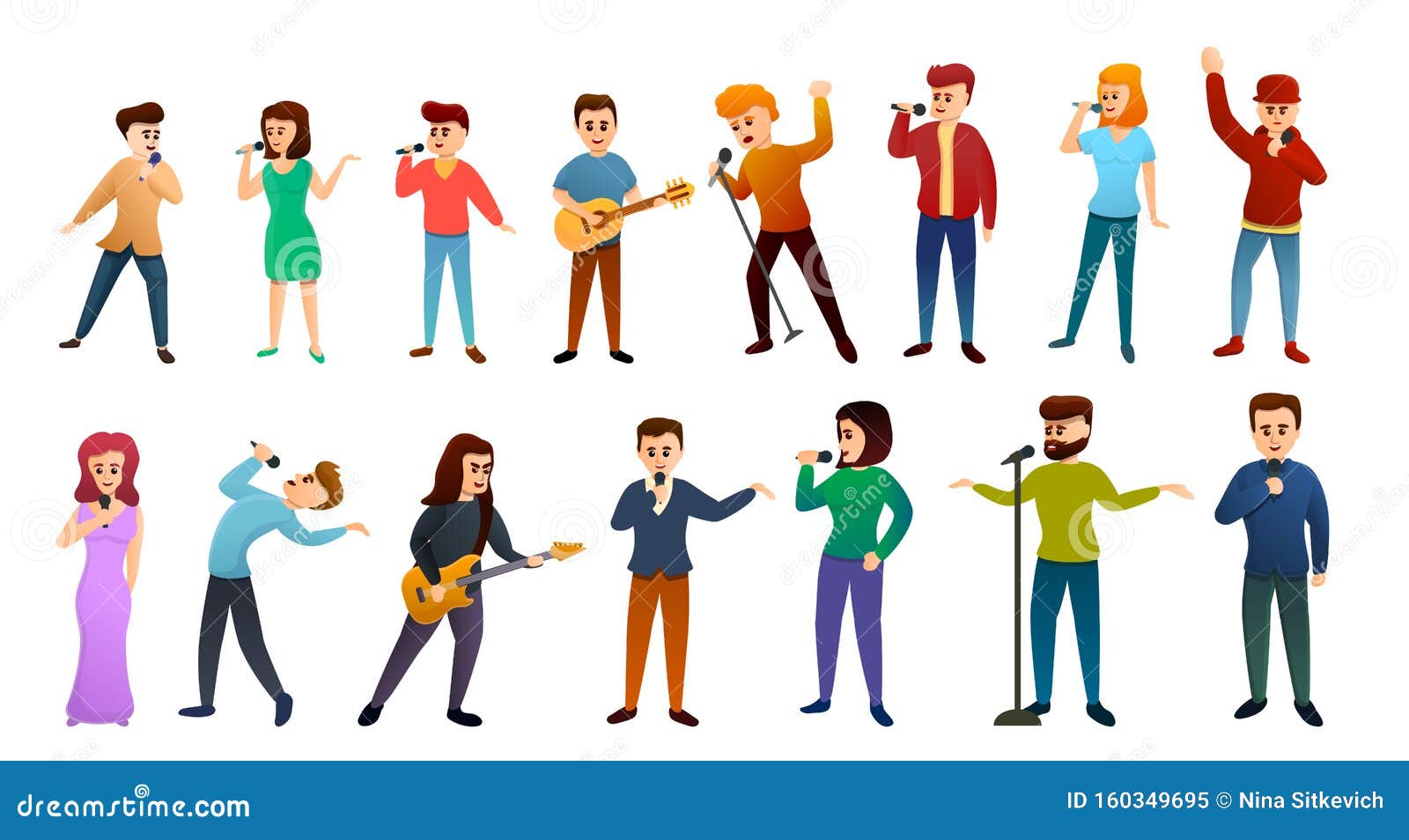 Singer Icons Set, Cartoon Style Stock Vector - Illustration of host ...