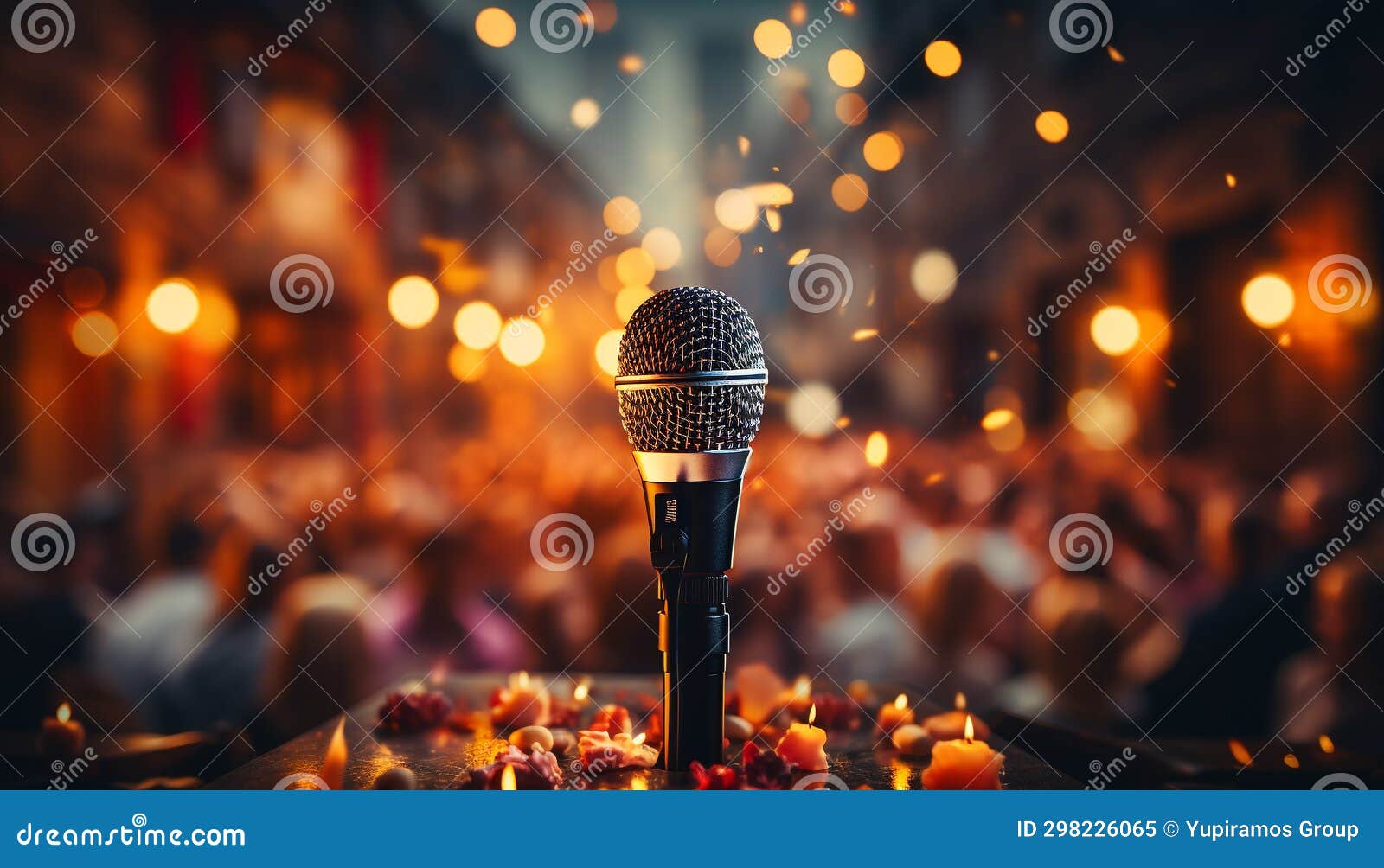 Singer Illuminated By Spotlight, Performing In Popular Music Concert ...