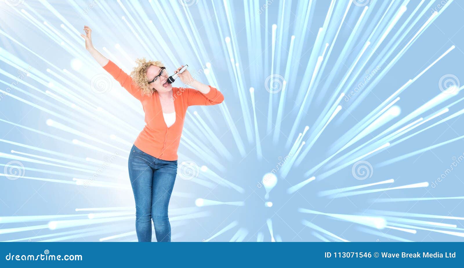 Singer with Light Speed Perspective Glow Backgorund Stock Photo - Image ...