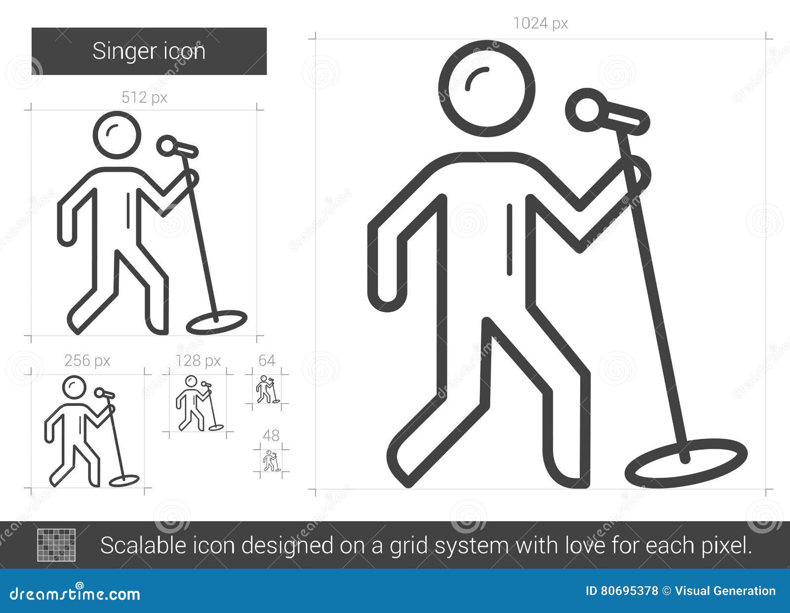 Singer line icon. stock vector. Illustration of musician - 80695378