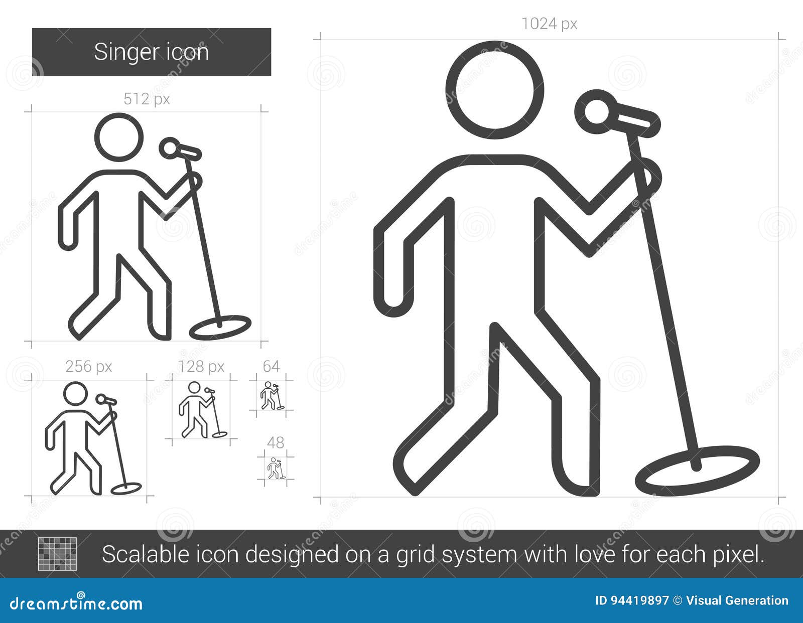 Singer line icon. stock vector. Illustration of karaoke - 94419897