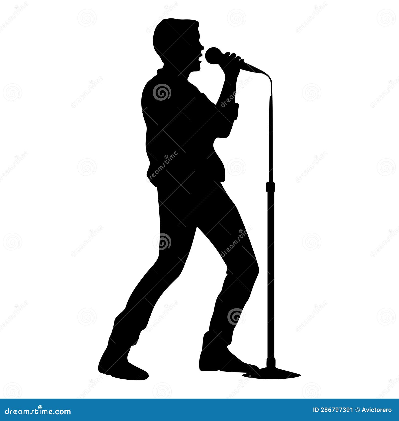 Singer Man with a Microphone Silhouette Stock Vector - Illustration of ...