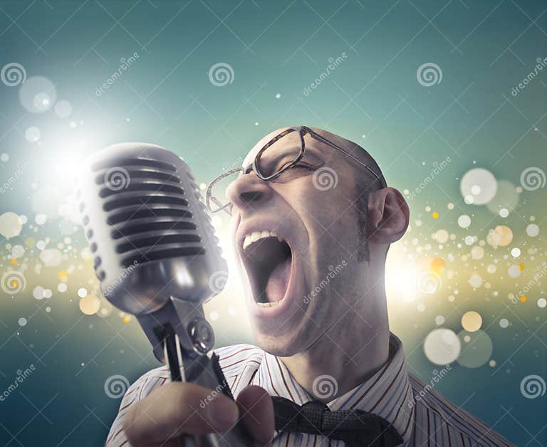 Singer stock image. Image of ironic, effect, face, microphone - 71280615