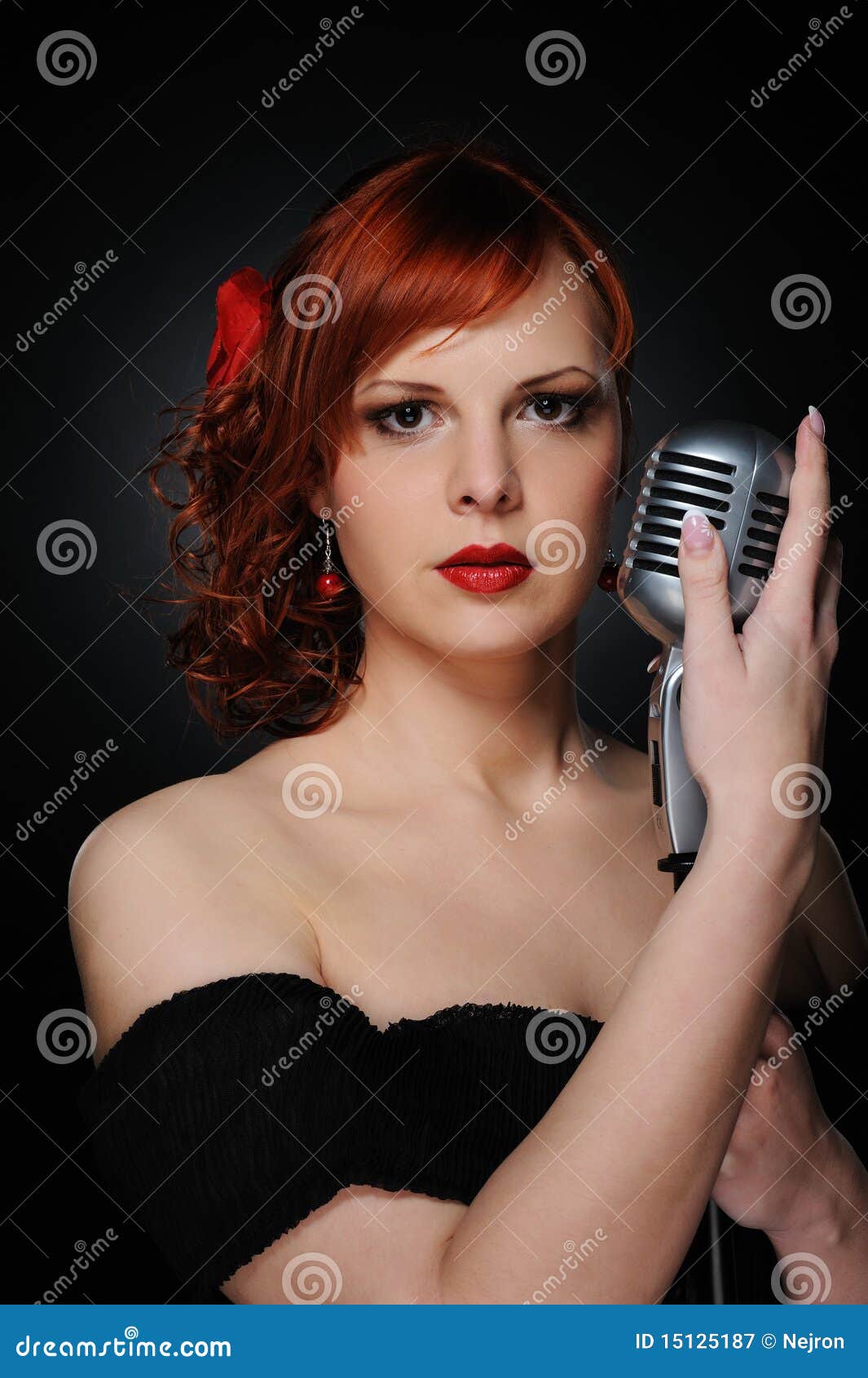 Singer with a microphone stock image. Image of hairs - 15125187