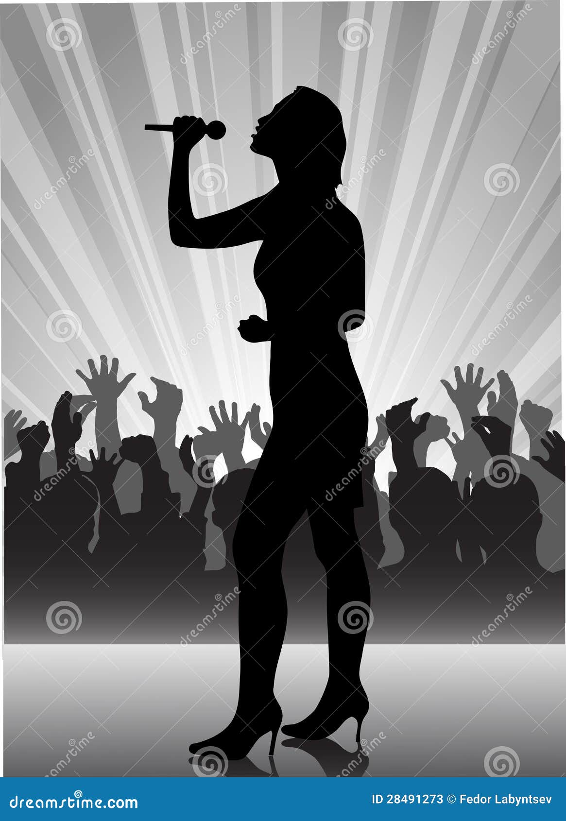Singer at the microphone stock illustration. Illustration of ...