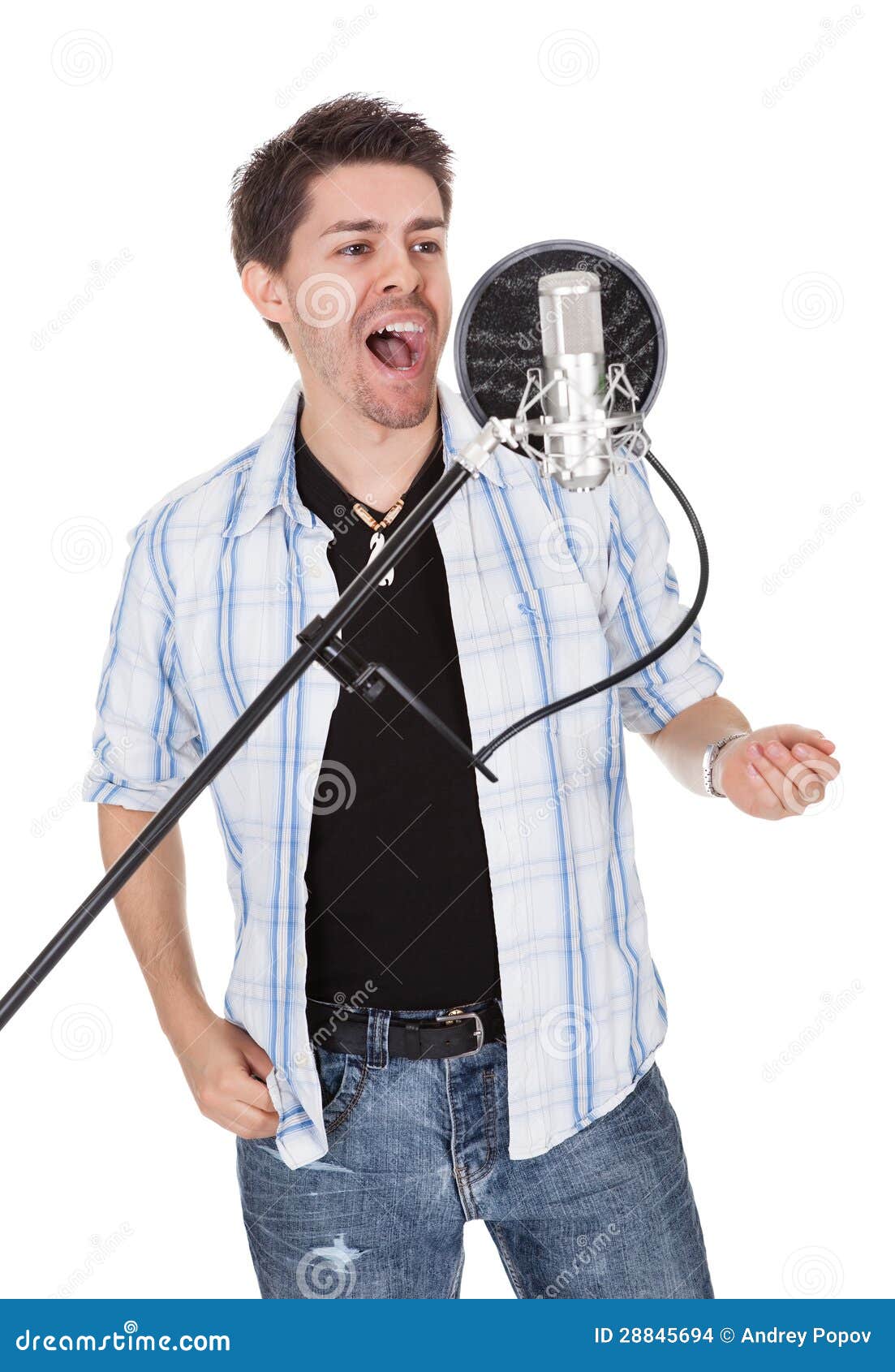 Singer and microphone stock photo. Image of equipment - 28845694