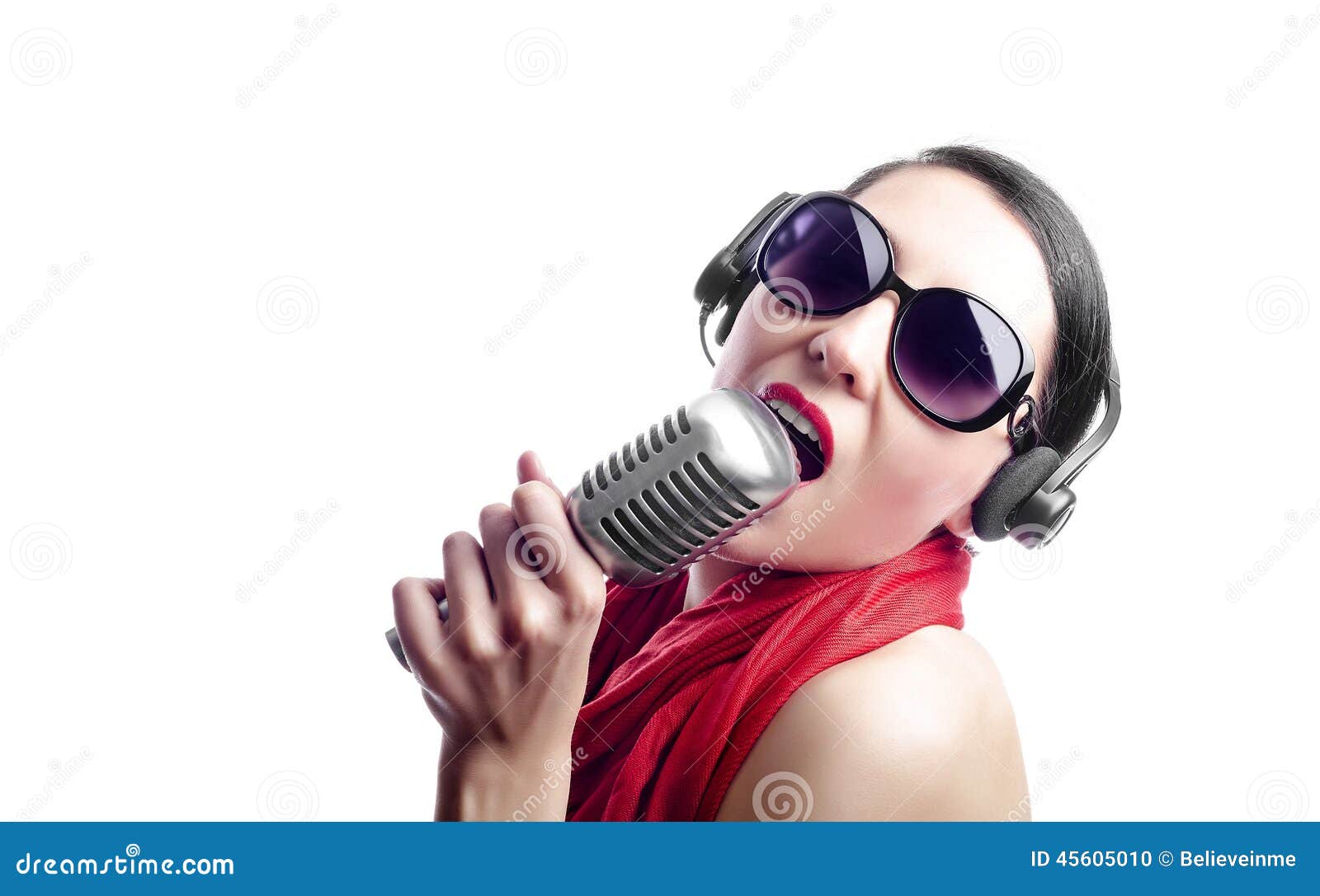 Singer with microphone stock photo. Image of hair, girl - 45605010