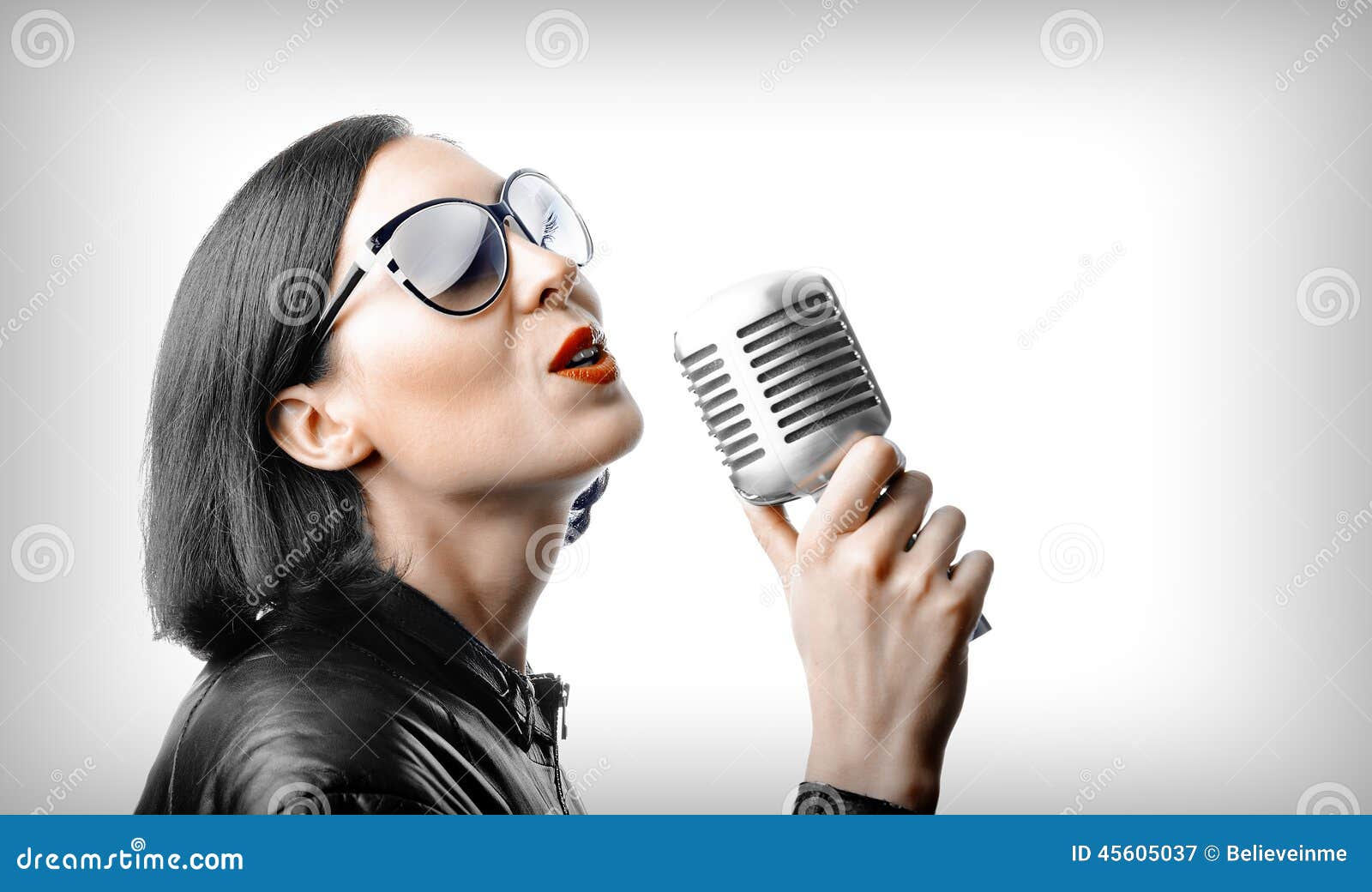 Singer with microphone stock image. Image of concert - 45605037