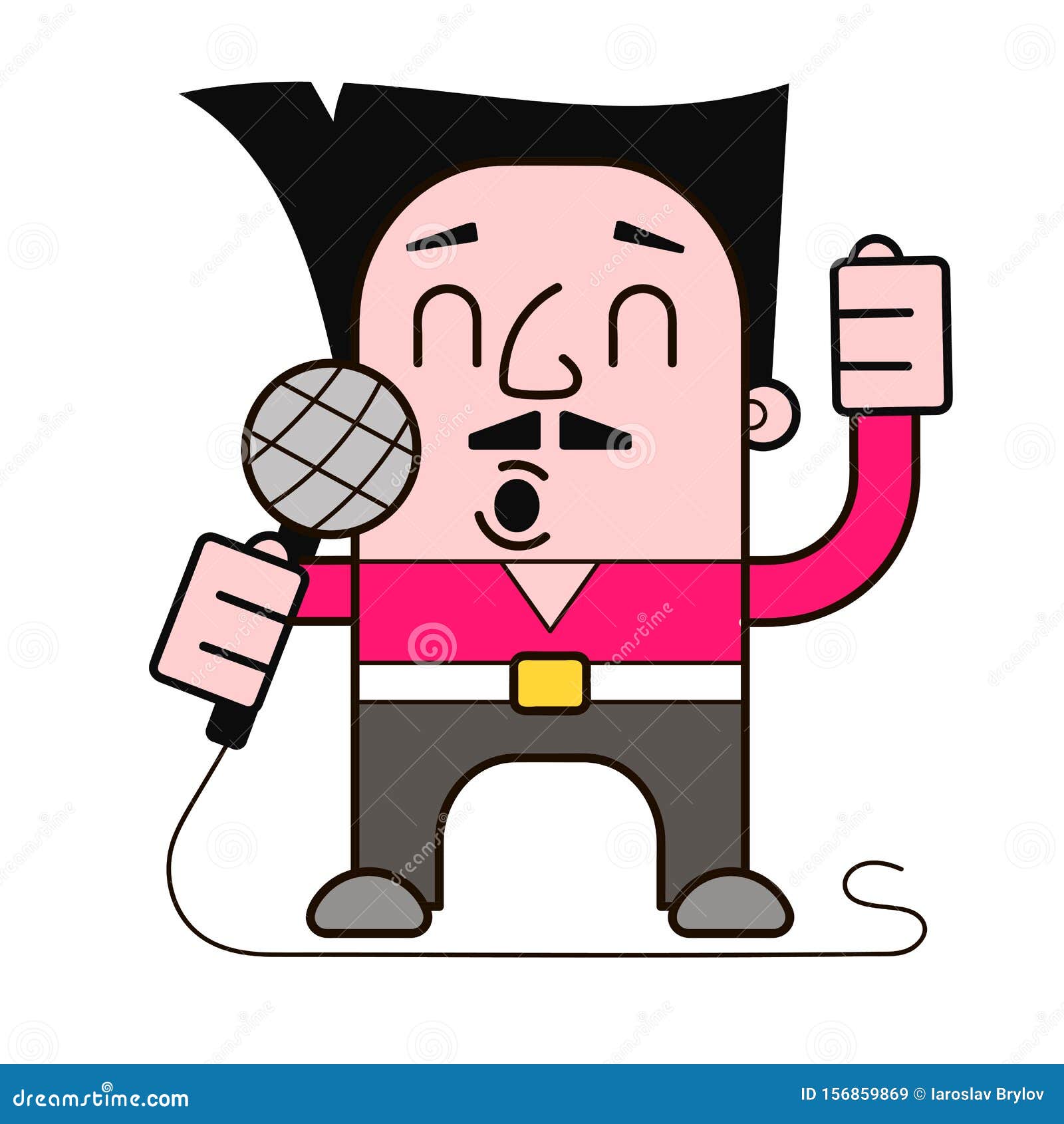 Singer with Microphone in Hands Vector Illustration Stock Vector ...