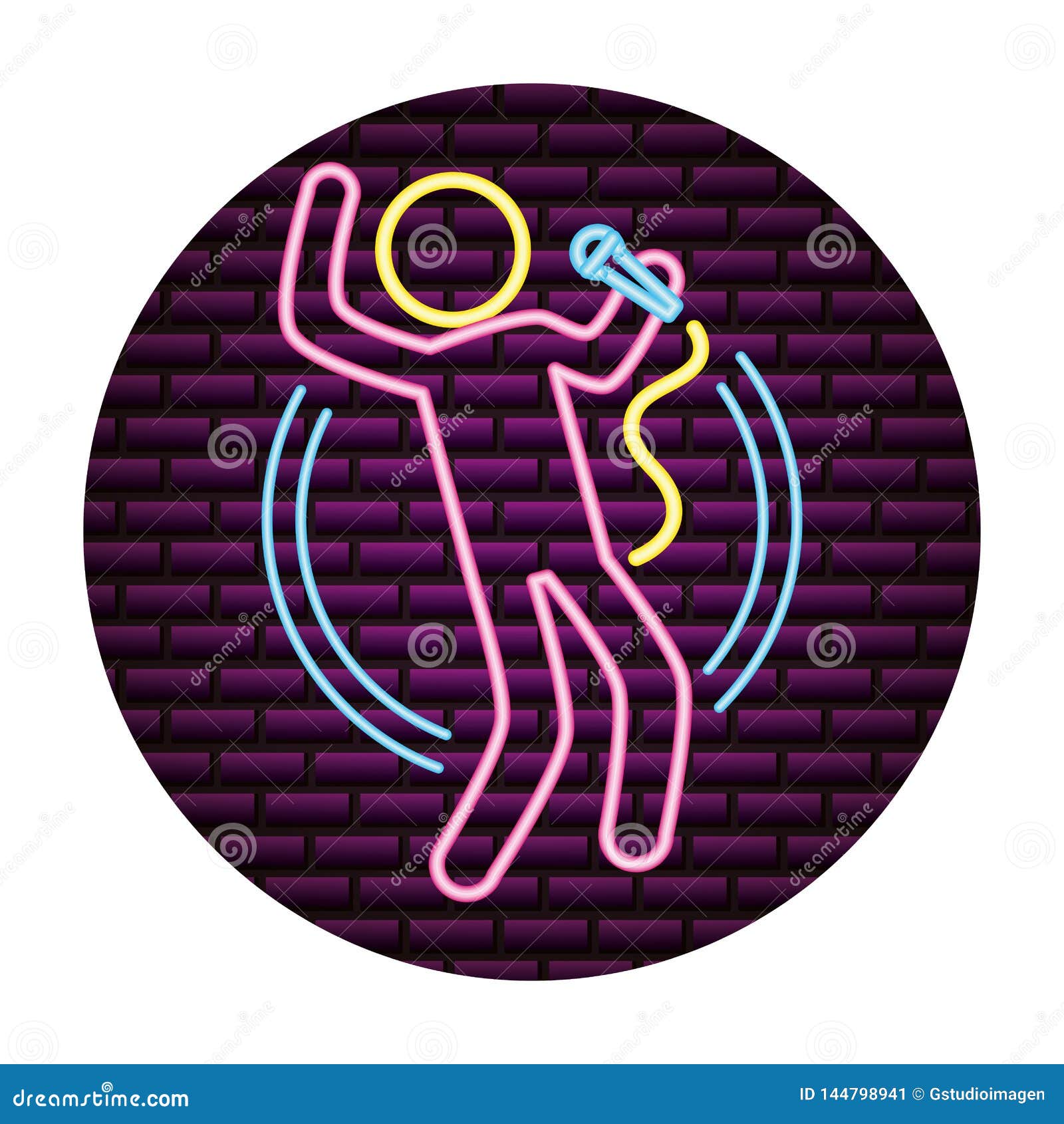 Singer Microphone Karaoke Neon Stock Vector - Illustration of light ...
