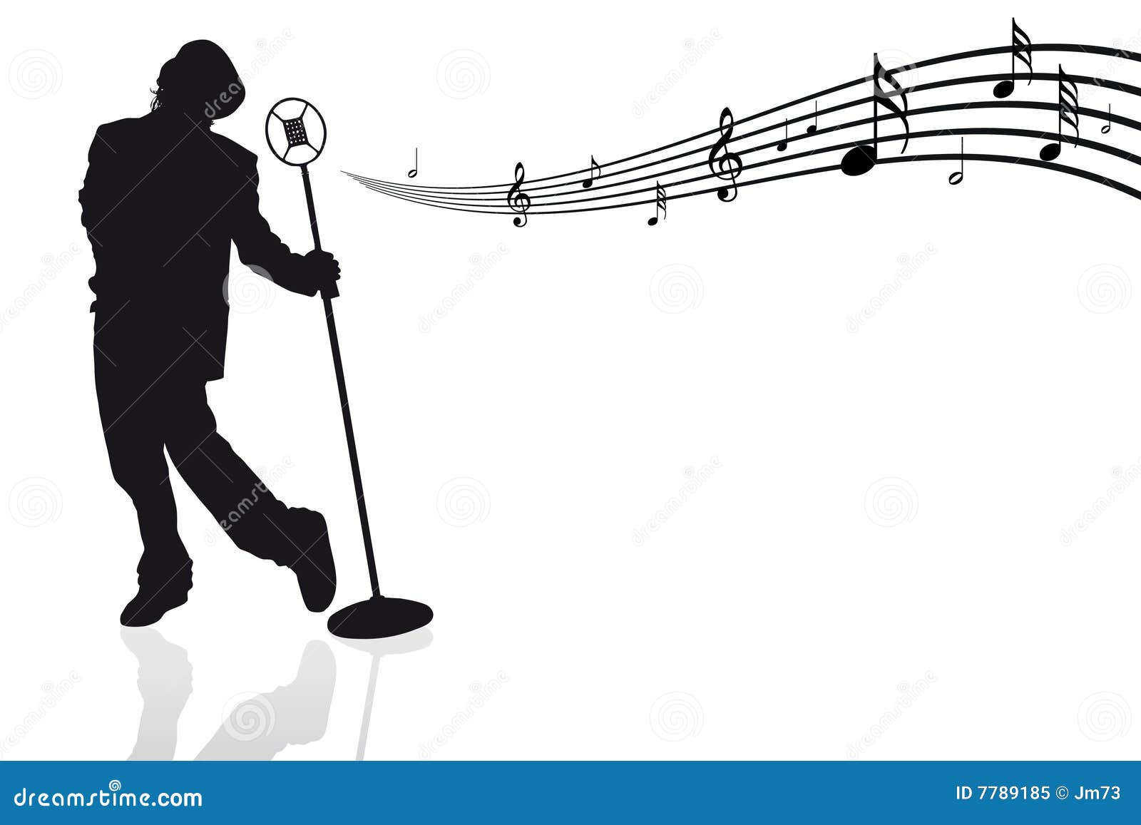 Singer with Microphone and Musical Notes Stock Illustration ...